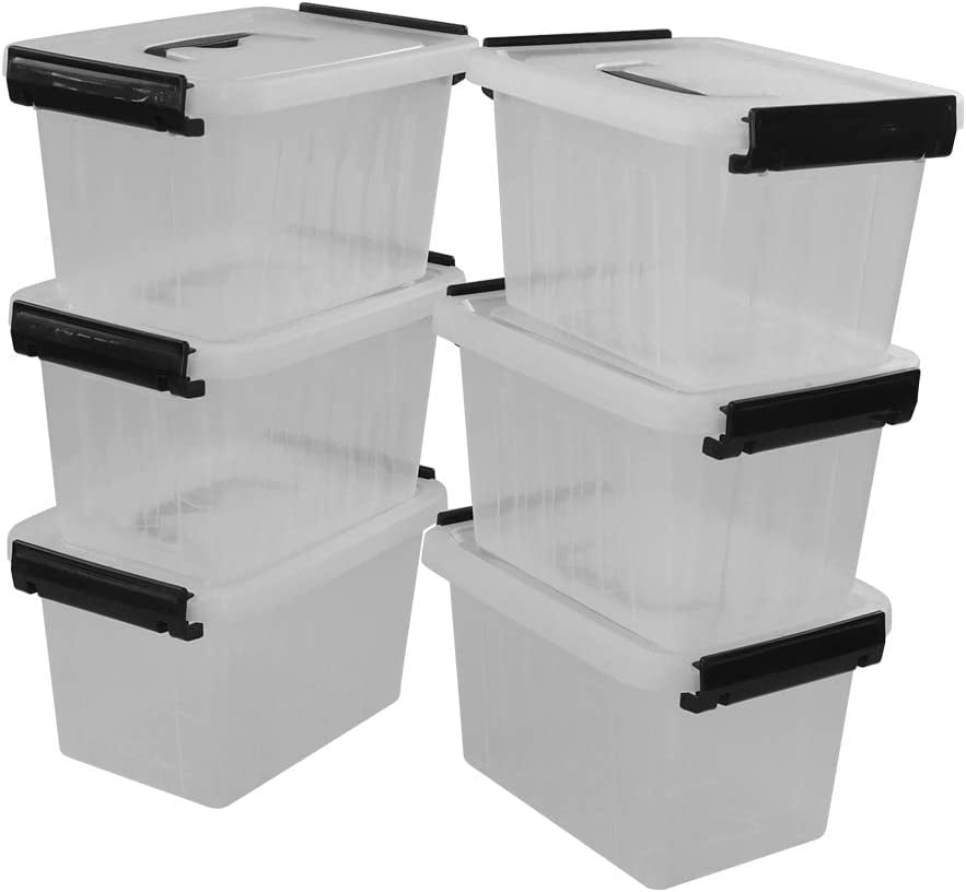 4-Pack Large Clear Plastic Storage Box with Lid, 50 L Wheeled Clear ...