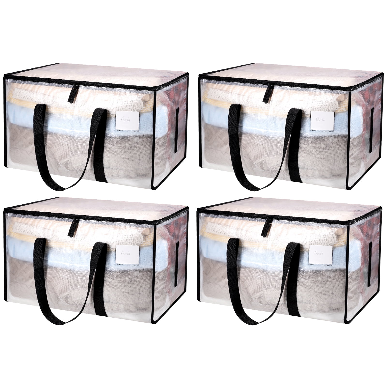 4 Pack Large Clothes Storage Bags with Lids Transparent Moving Bags ...