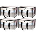 4 Pack Large Clothes Storage Bags with Lids Transparent Moving Bags ...