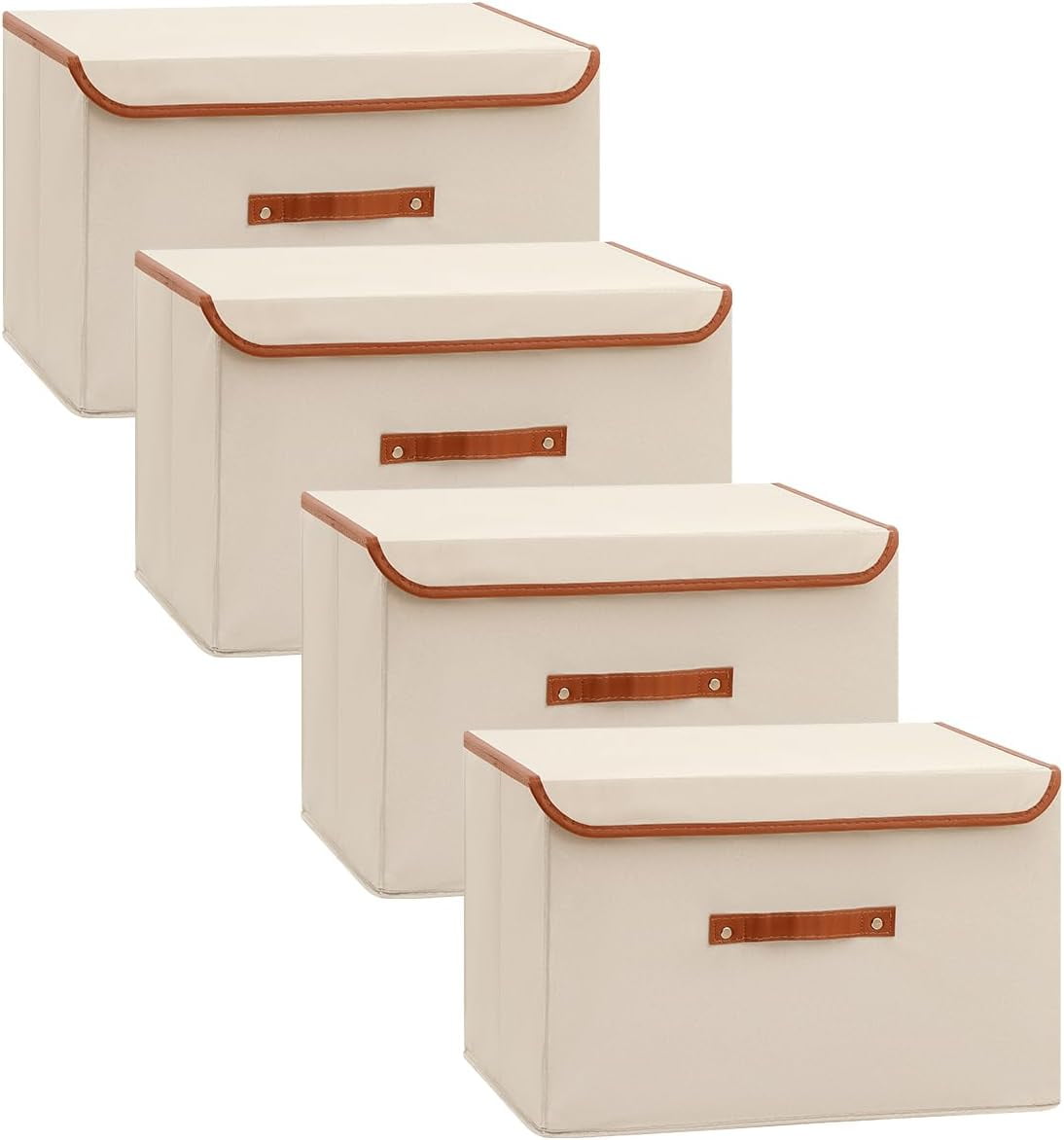 4 Pack Large Fabric Storage Bins with Lids, Foldable Storage Boxes with ...