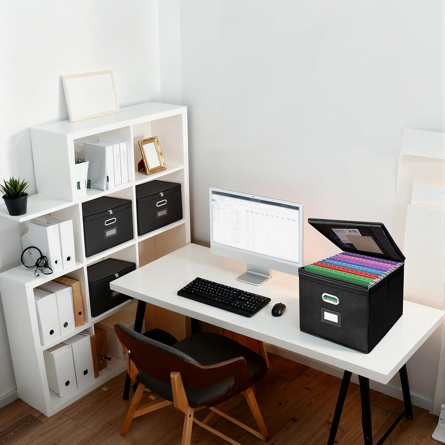 4 Pack Large File Organizer Boxes with Lids, Document Organizer Box ...