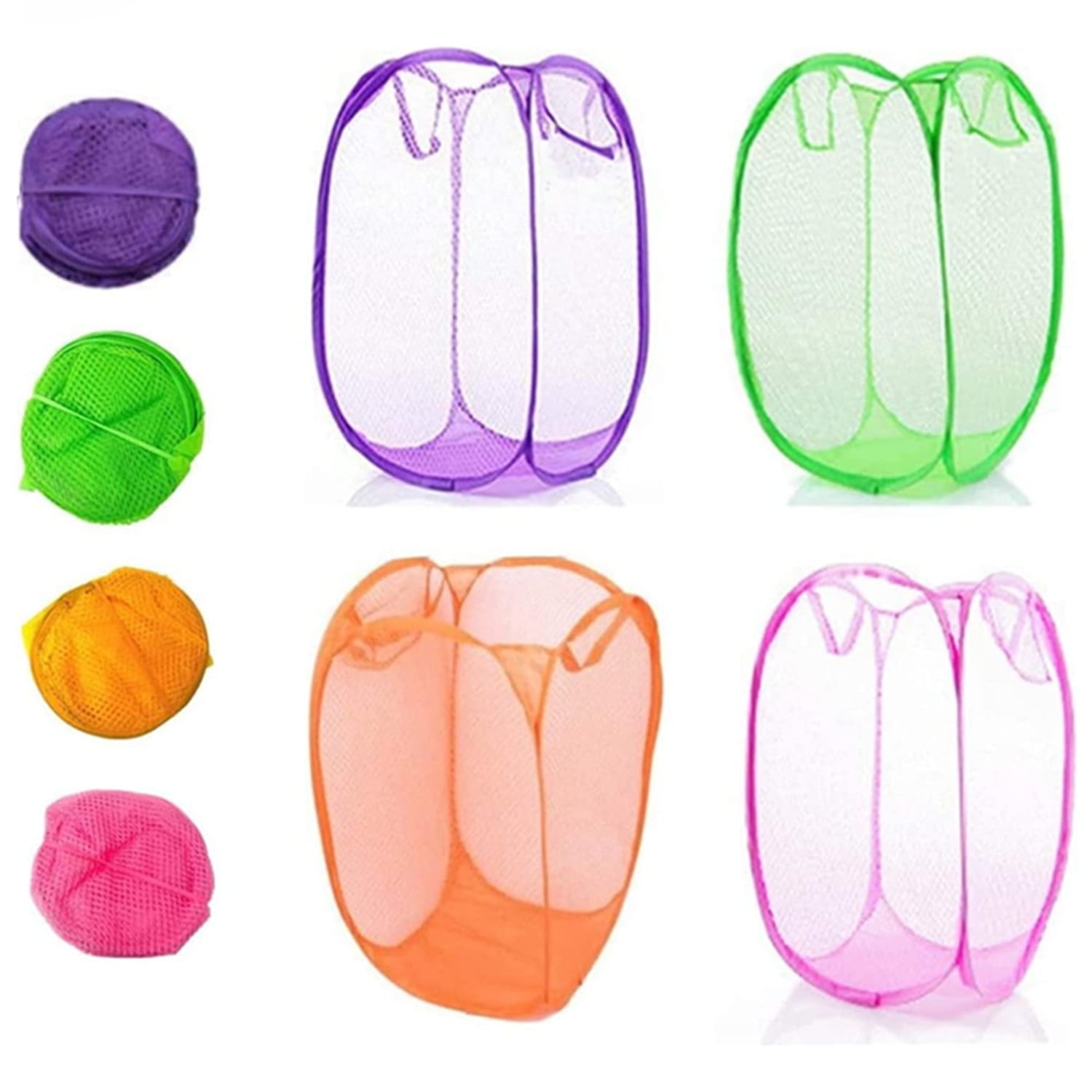 4 Pack Large Foldable and Portable Pop Up Laundry Basket, Mesh Hamper ...