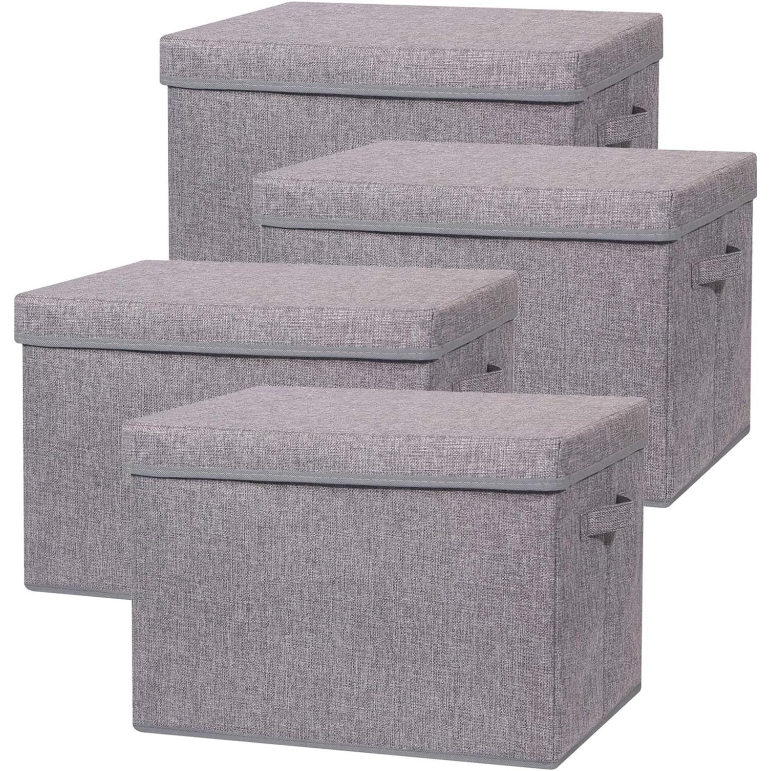 4 Pack Large Foldable Storage Box with Lids Fabric Storage Cube ...