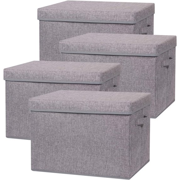 4 Pack Large Foldable Storage Box with Lids Fabric Storage Cube ...