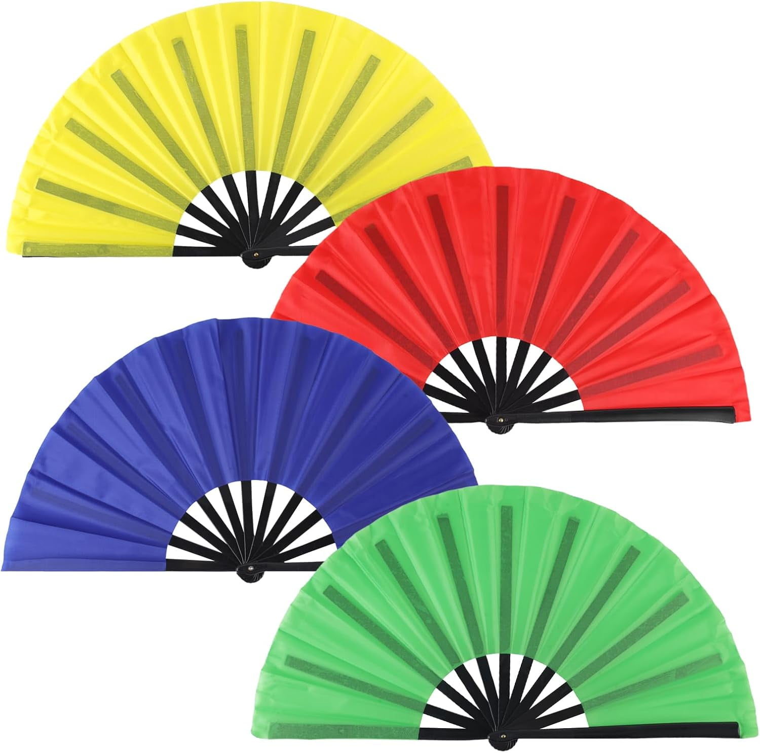 4 Pack Large Folding Hand Fan for Line Dance, Clap Popping Fan Chinese ...