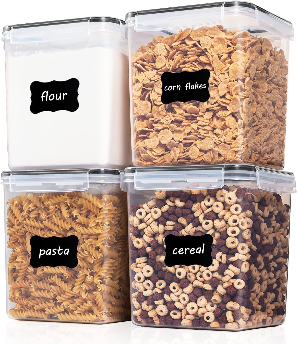 4-Pack Large Food Storage Containers 5.2L/175oz, 4 BPA-Free Plastic ...