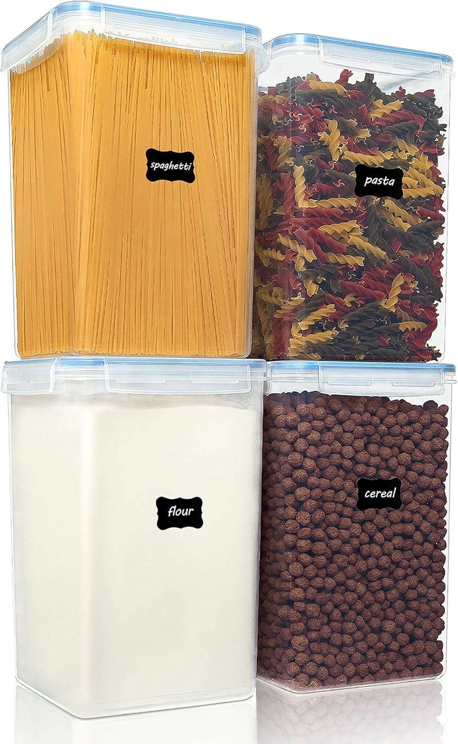 4-Pack Large Food Storage Containers 5.2L/175oz, 4 BPA-Free Plastic ...