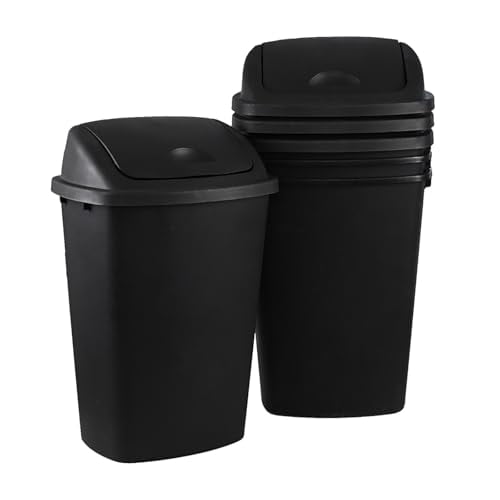 4 Pack Large Garbage Can with Swing Lid, Plastic Trash Can 18 Gallons ...
