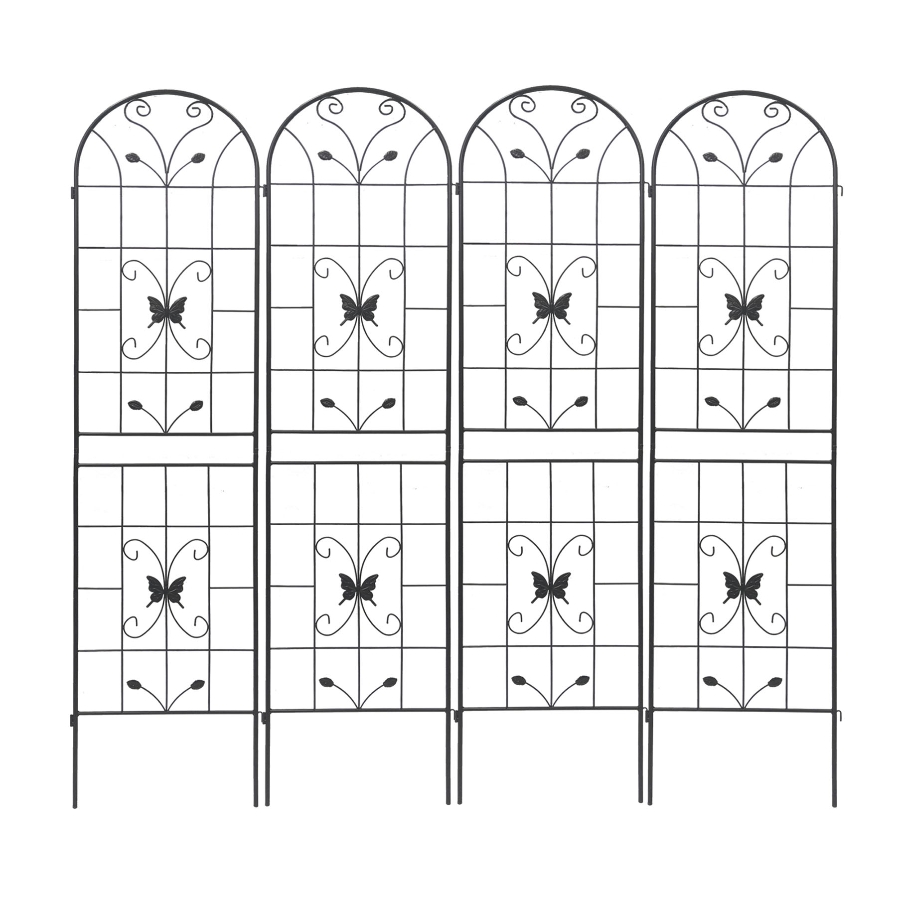 4 Pack Large Garden Trellis 86.7"H x 19.7" W Heavy Duty Rustproof Black ...