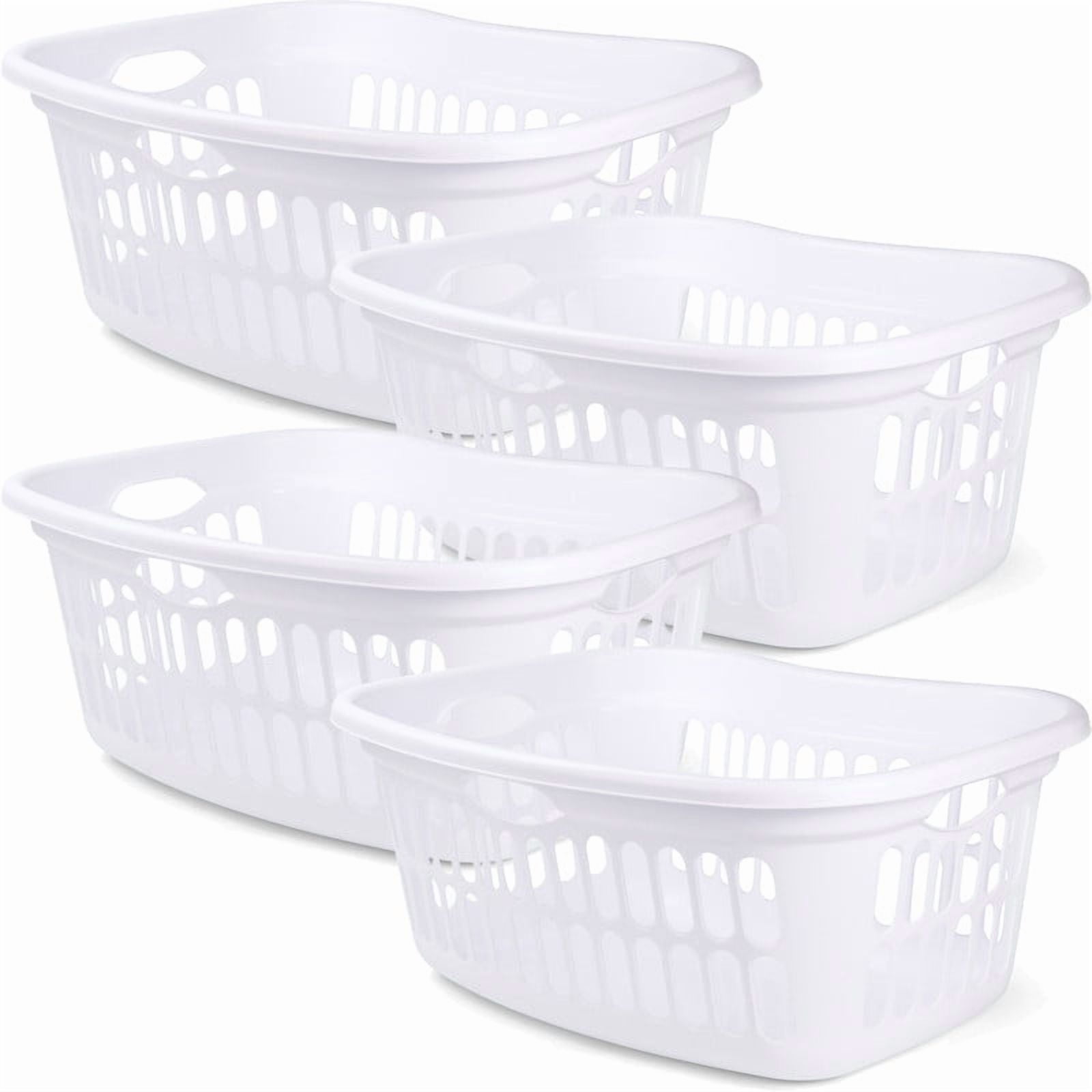 4 Pack Large Hip-Hugger Laundry Basket/Hamper, 50L (1.5 Bushel), White ...