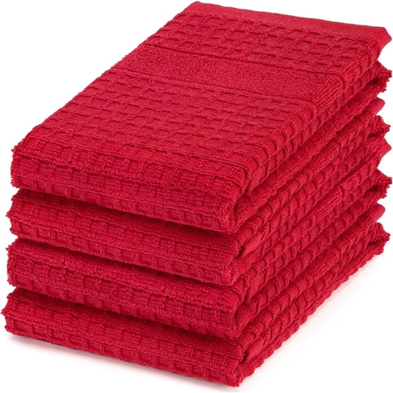 4 Pack Large Kitchen Towels, 16" X 27", Set of 4 100% Cotton Waffle ...