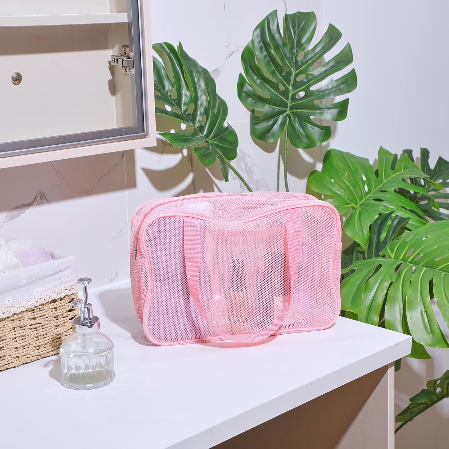 4 Pack Large Mesh Shower Caddy with Zipper and Handle for Travel, Gym ...