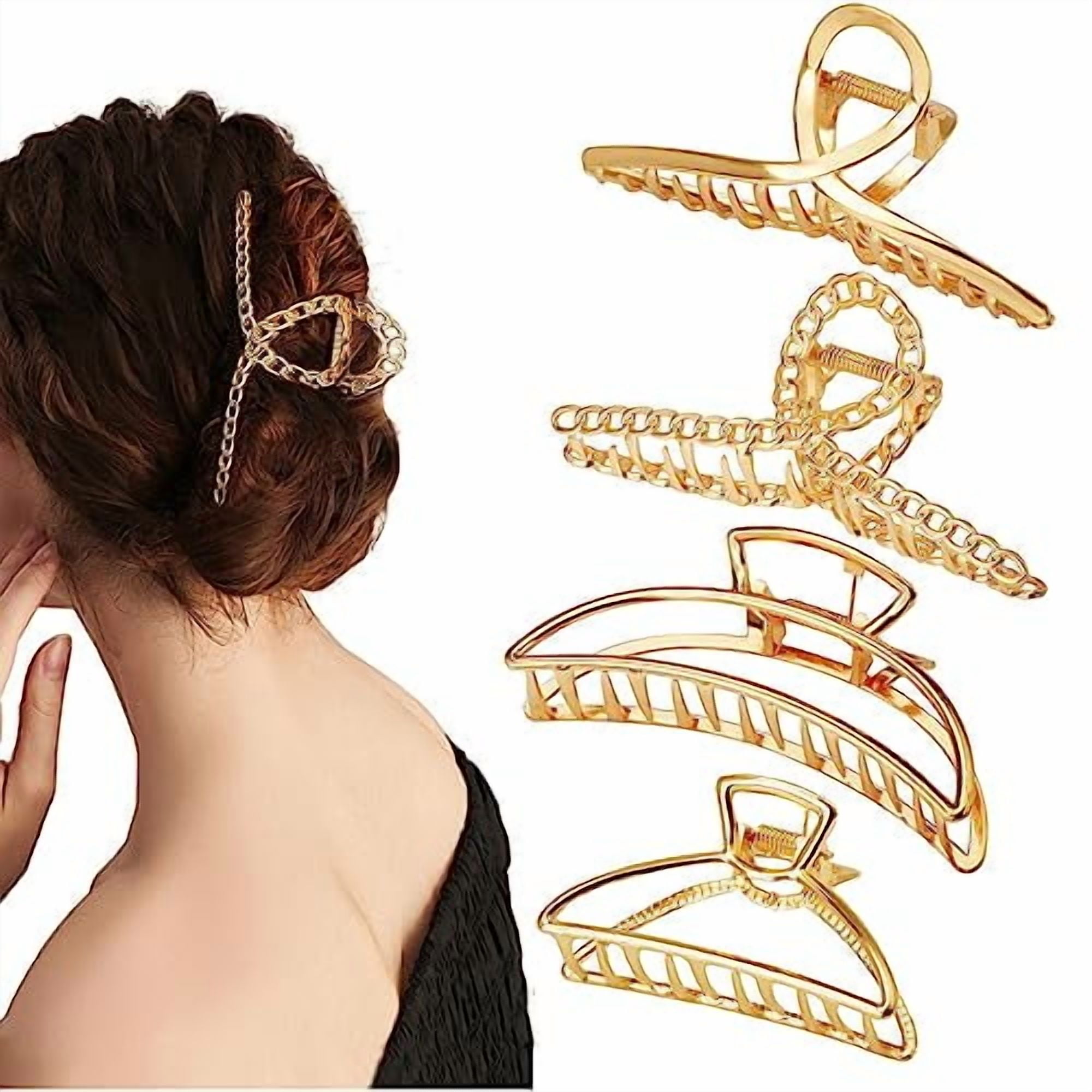 4 Pack Large Metal Hair Clips for Thin to Thick Curly Hair, 4.3 Inch ...