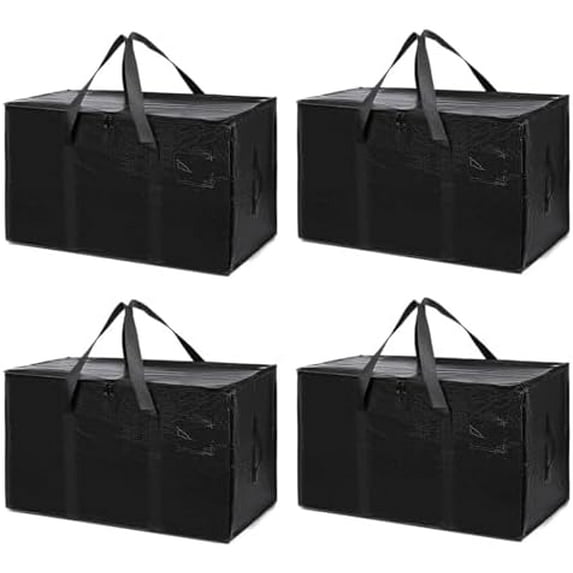 4 Pack Large Moving Bags with Zippers & Carrying Handles, Heavy Duty ...