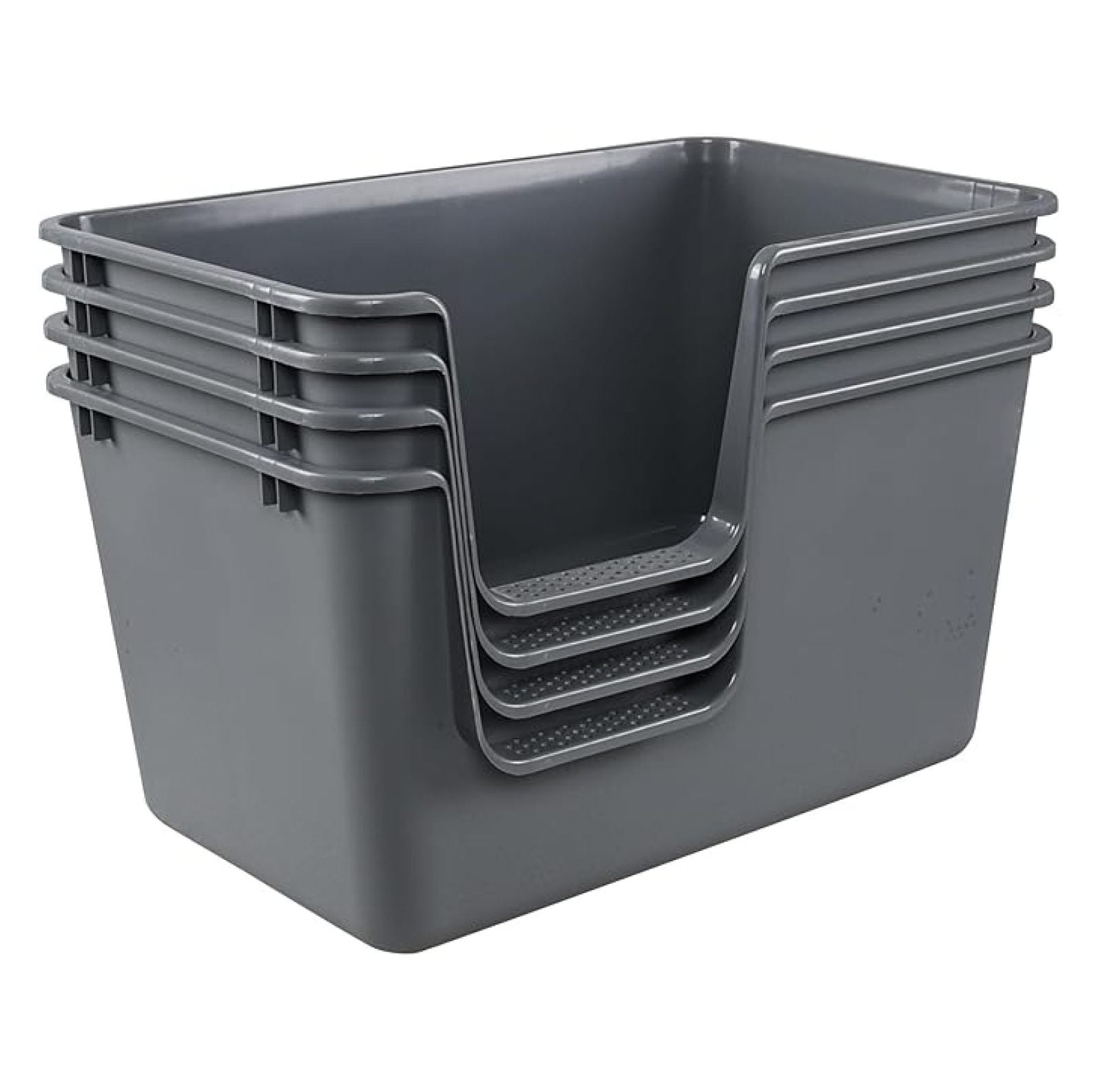 4 Pack Large Open Litter Tray, Splashproof High Sides Cat Litter Pan ...
