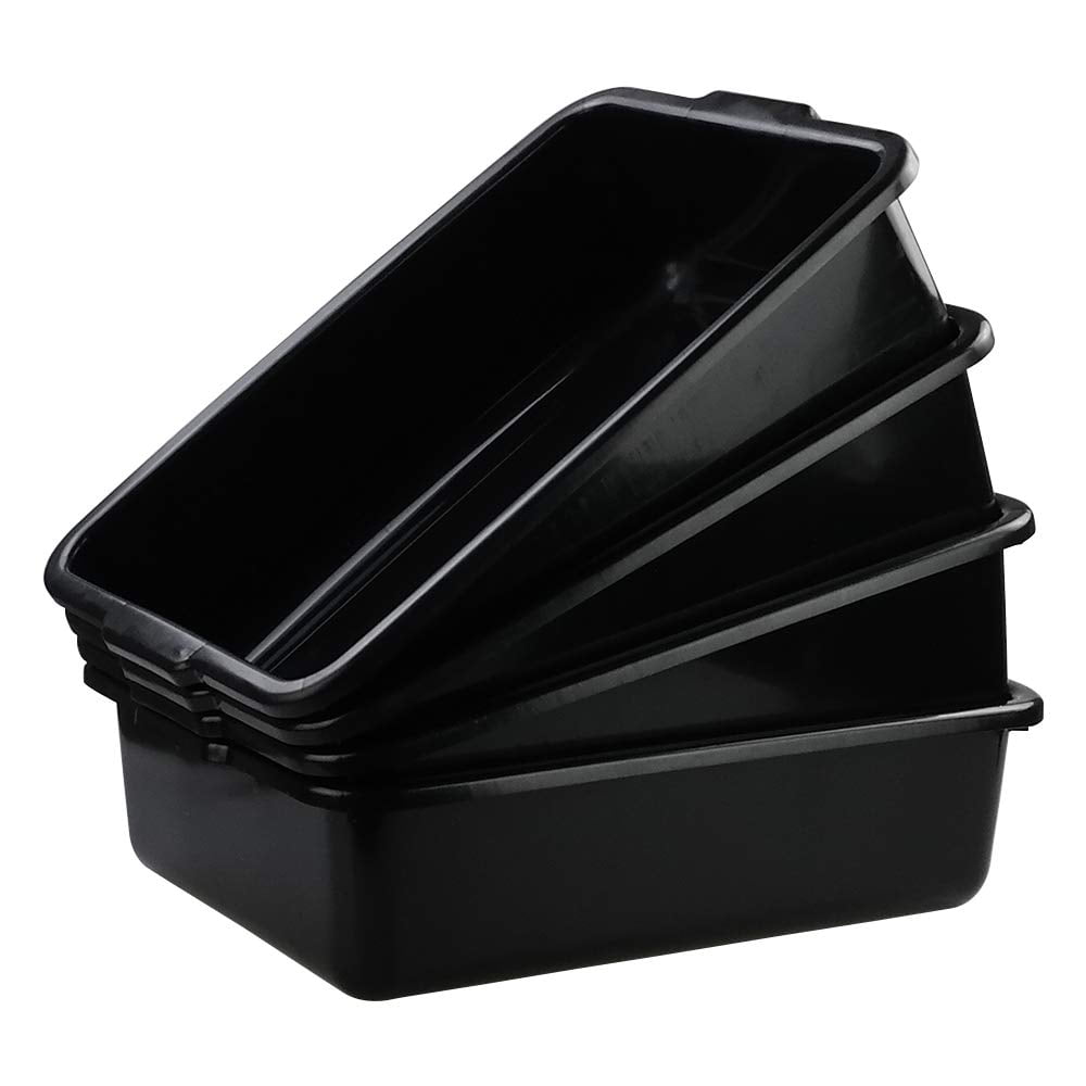 4-Pack Large Plastic Bus Box, 23 L Plastic Commercial Tote Box Bus Tubs ...