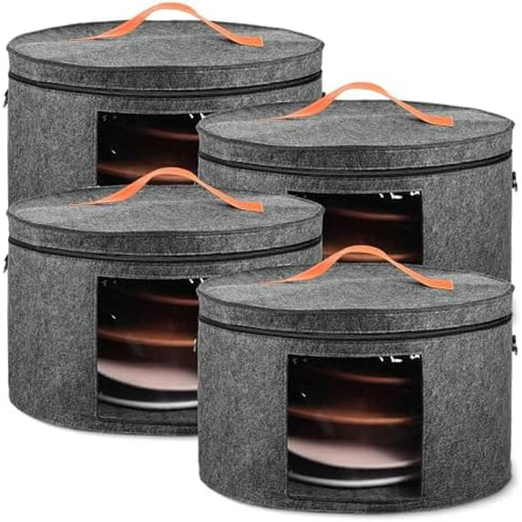 4 Pack Large Round Foldable Felt Hat Box for Women Storage 17 x 10 Inch ...