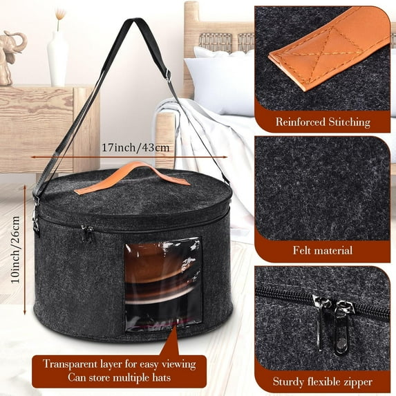4 Pack Large Round Foldable Hat Box for Women Storage Holds up to 6-10 ...