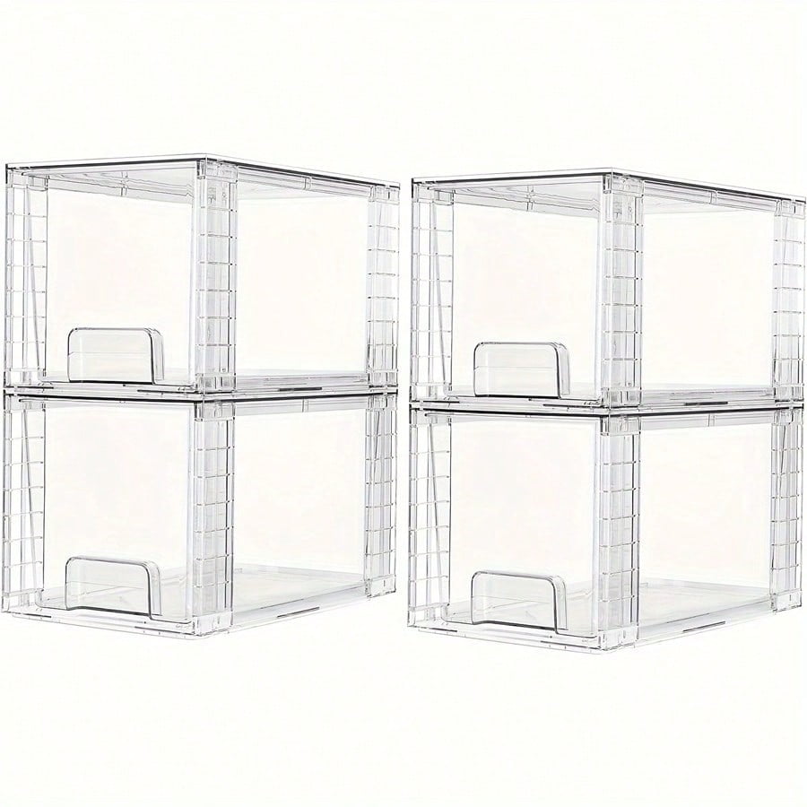 4 Pack Large Stackable Clear Acrylic Storage Drawers With Handles ...