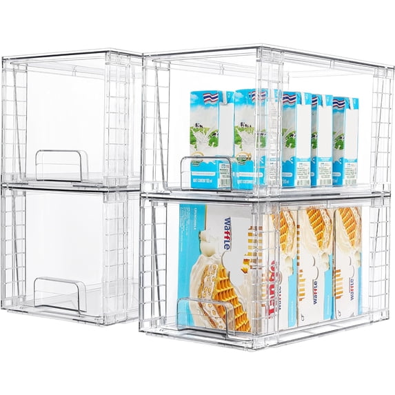 4 Pack Large Stackable Kitchen Pantry Storage Drawers, Clear Acrylic ...