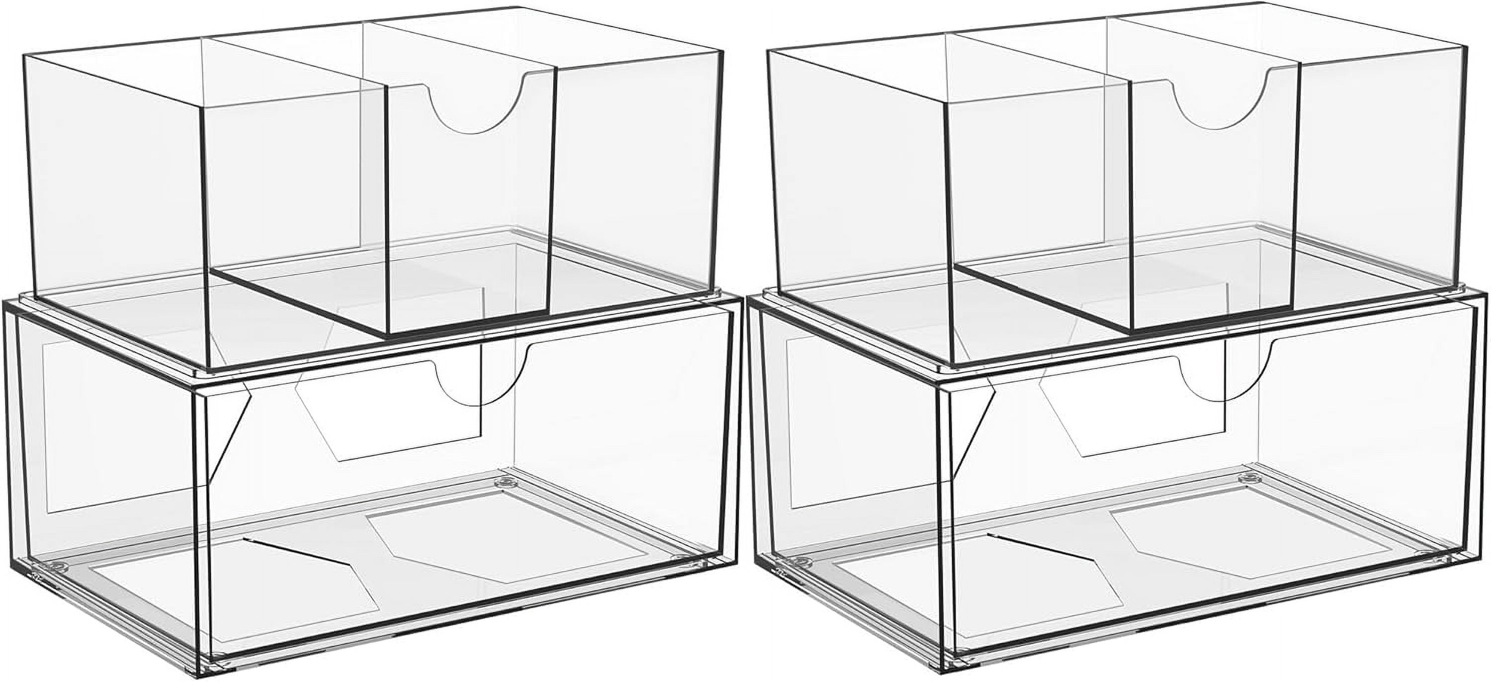 4 Pack Large Stackable Storage Drawers,Acrylic Bathroom Kitchen Cabinet ...