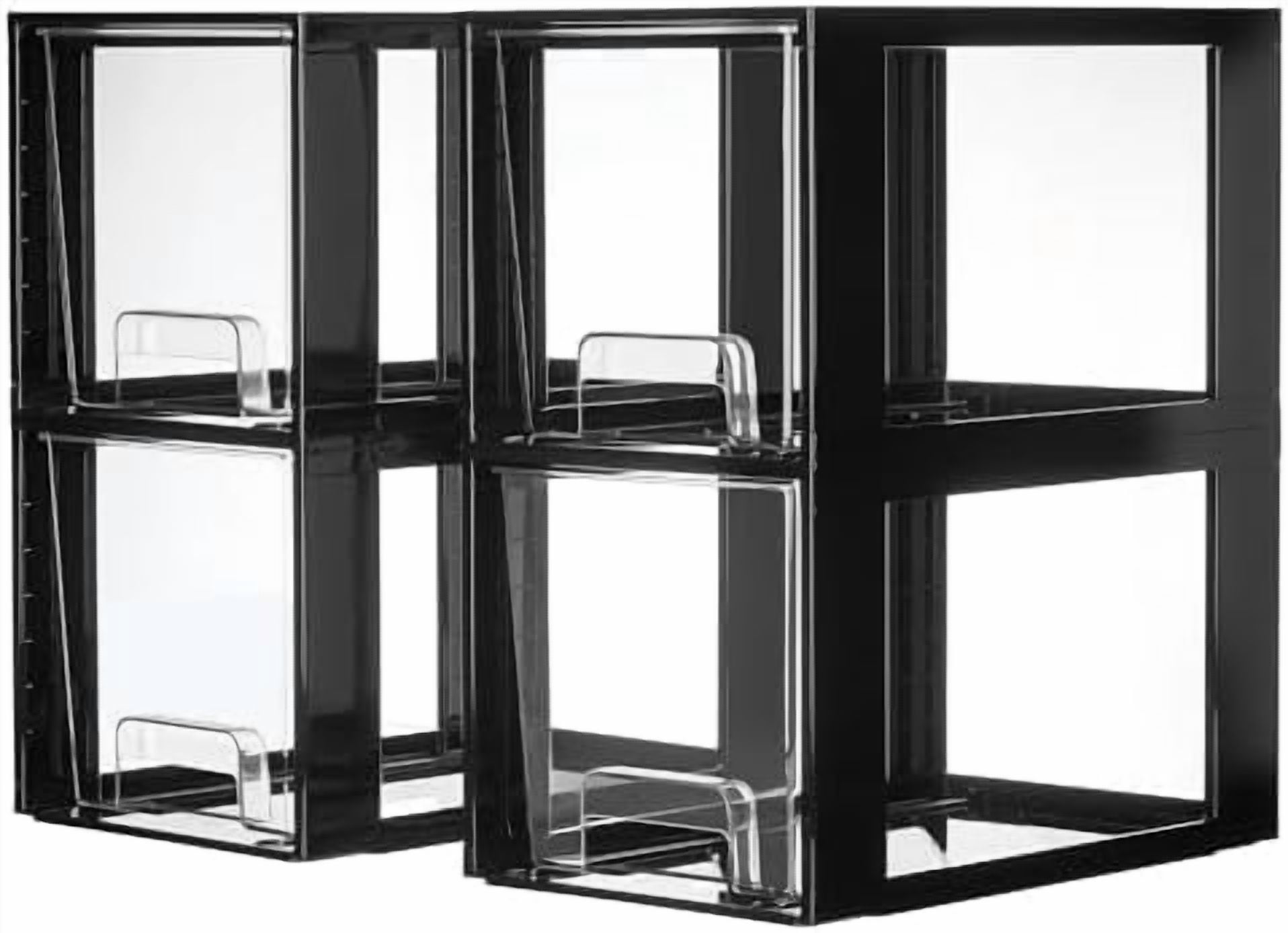 4 Pack Large Stackable Storage Drawers,Black,Easily Assemble Acrylic ...