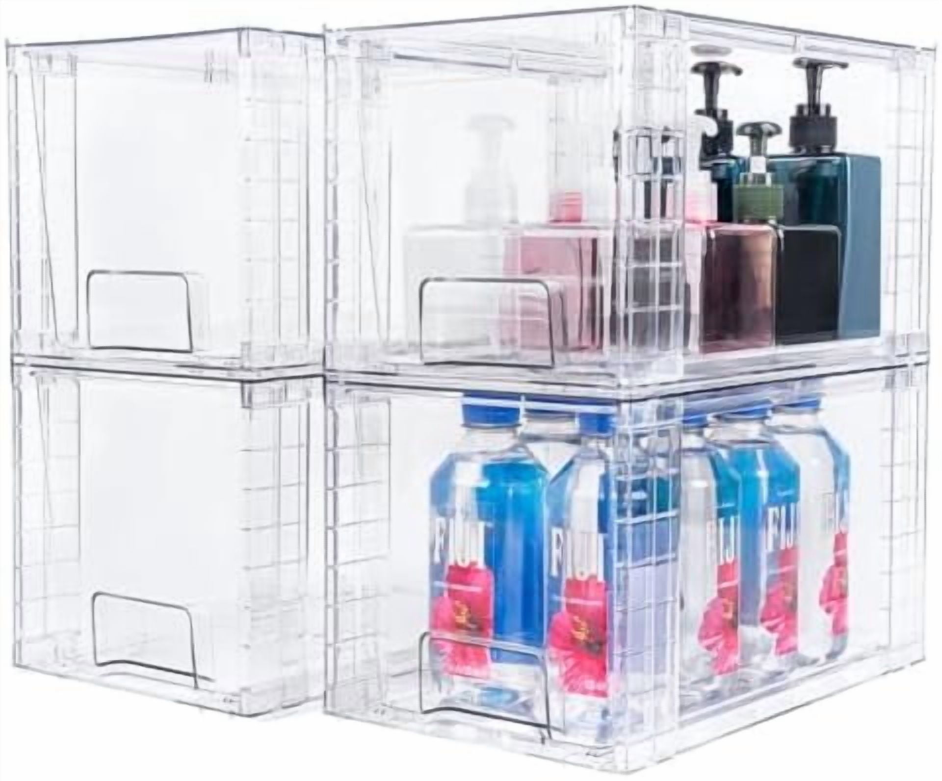 4 Pack Large Stackable Storage Drawers,Clear Acrylic Drawer Organizers ...