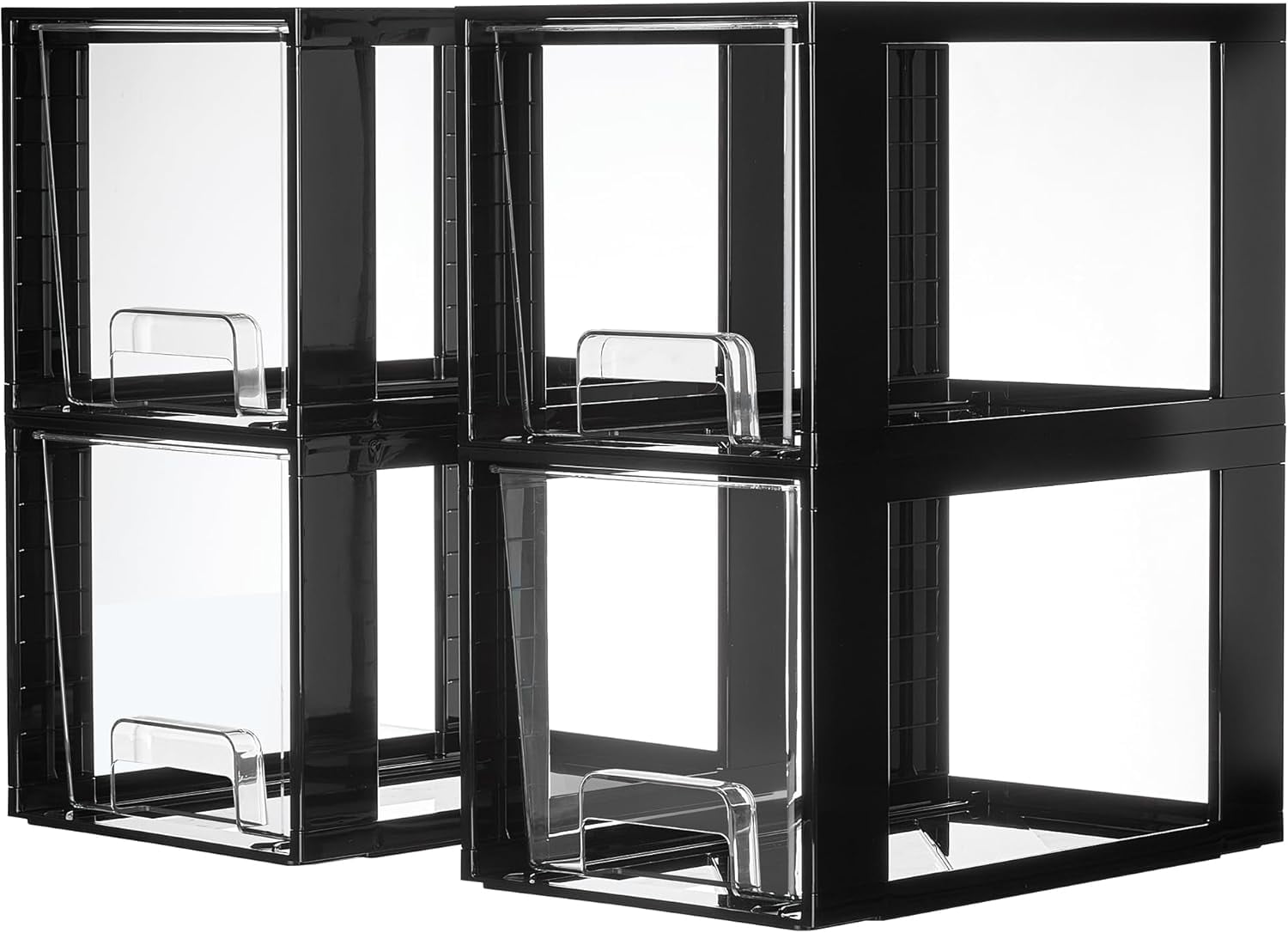 4 Pack Large Stackable Storage Drawers,Easily Assemble Acrylic Bathroom Closet Undersink ...