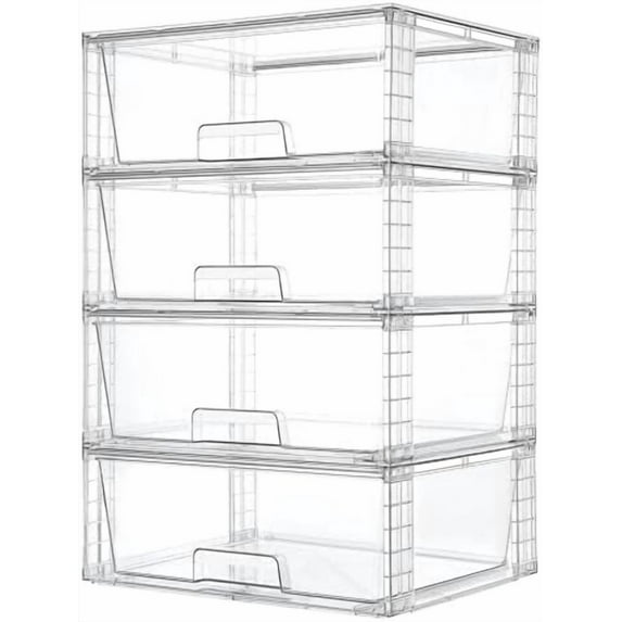 4 Pack Large Stackable Storage Drawers,Easily Assemble Acrylic Bathroom ...