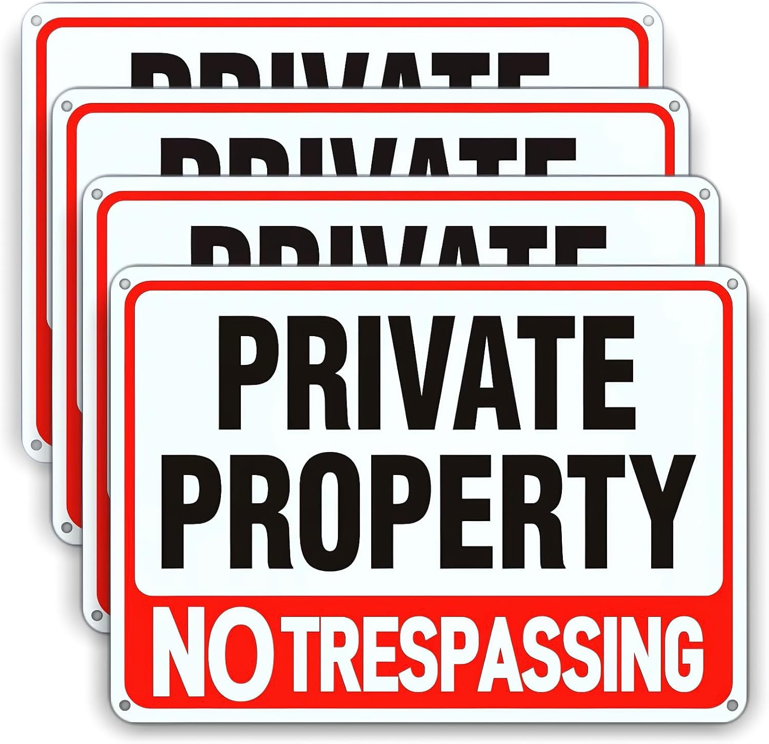 4 Pack Large No Trespassing Signs Private Property, 8x12 Inch Rust Free ...