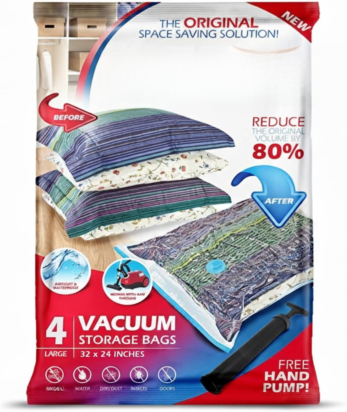 4 Pack Large Vacuum Storage Bags for Comforters, Blankets & Clothes ...
