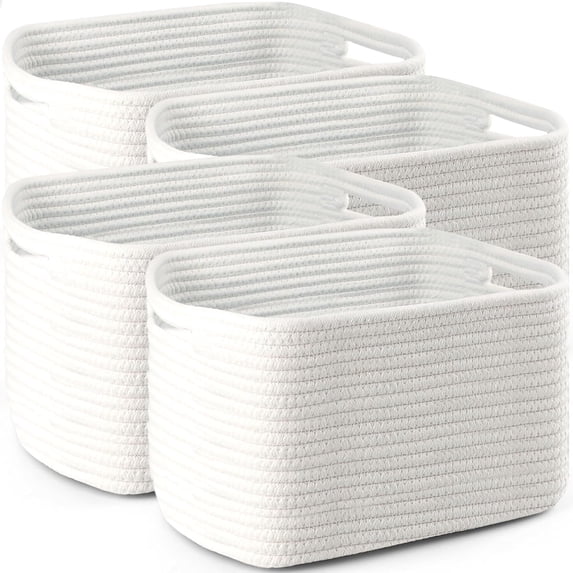 4 Pack Large Woven Storage Baskets with Handles, 16"L x 12"W x 8"H ...