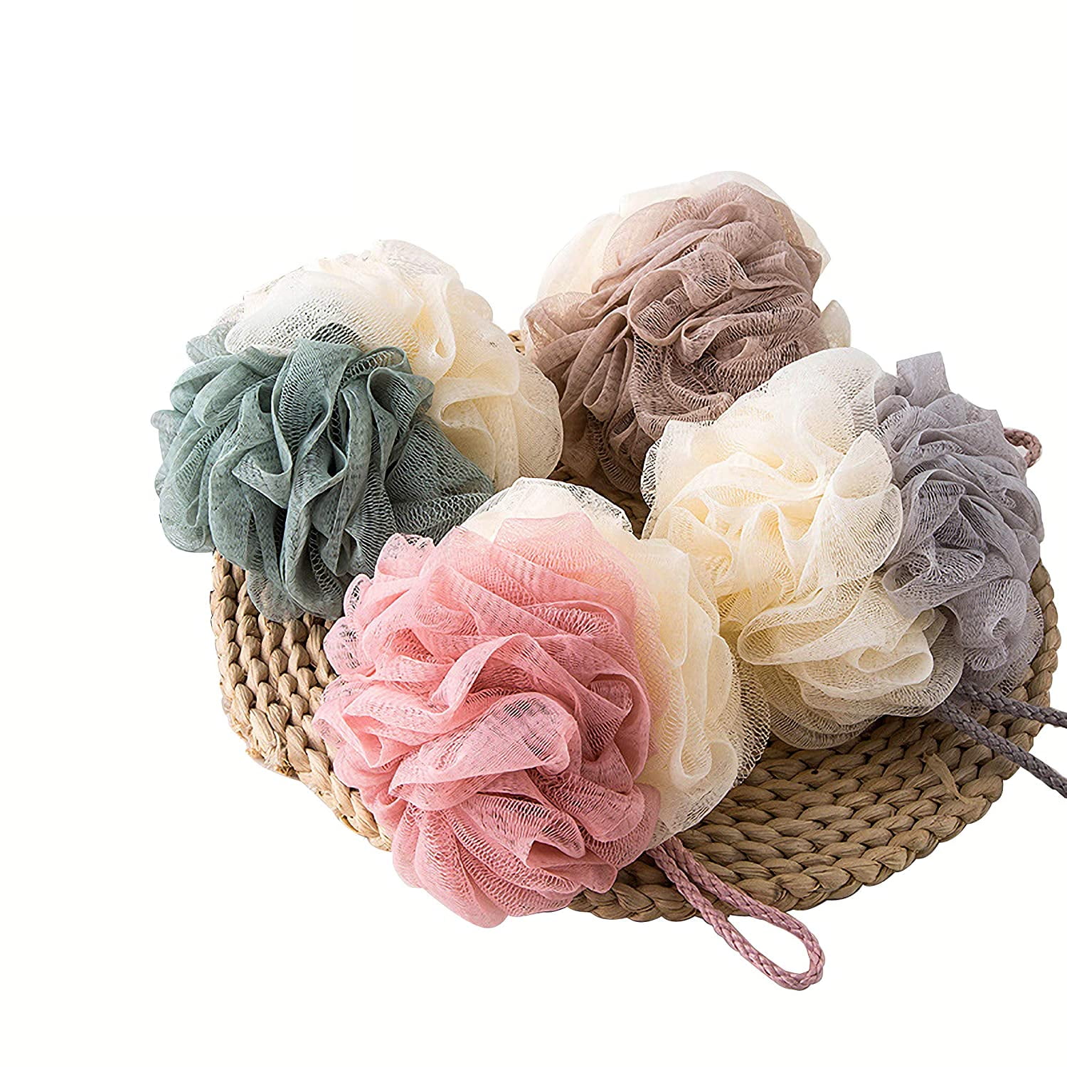 4 Pack-Larger Mesh Buff Puffs Shower Bath Sponge,Shower Loofahs Balls ...