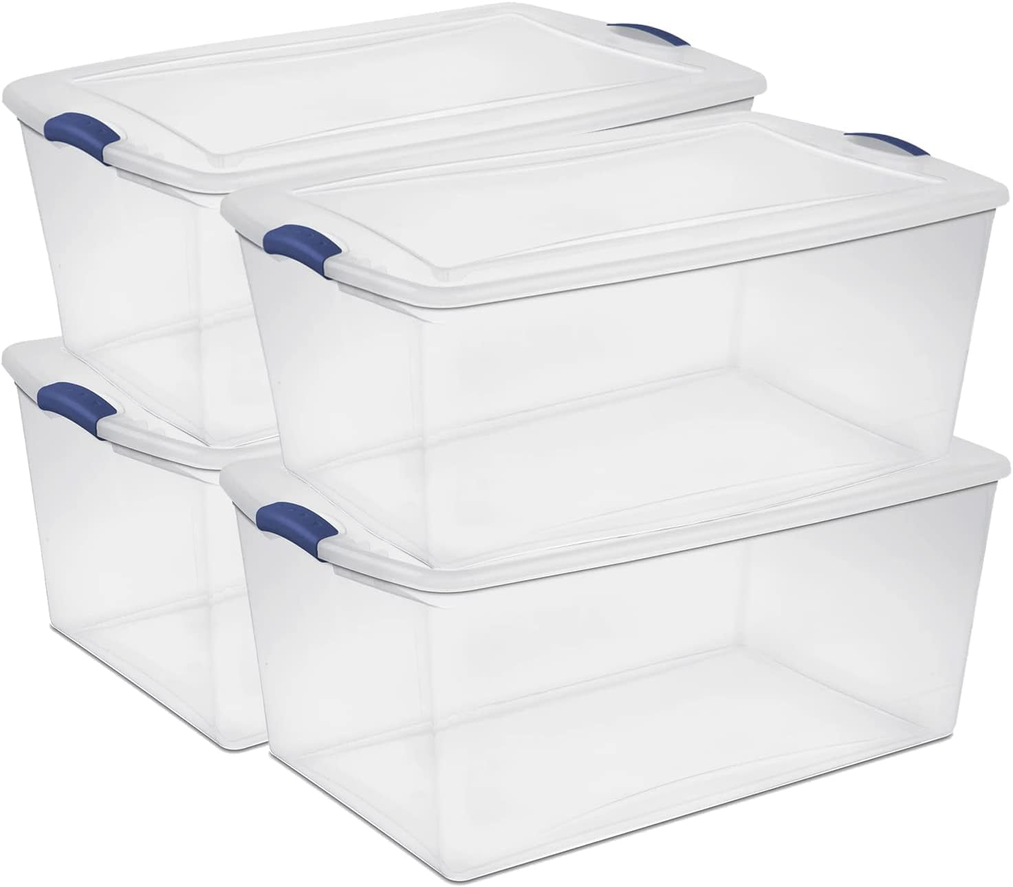 REBESCO 4 Pack Latch Box Plastic 105 Qt, Clear Plastic Storage Bins ...