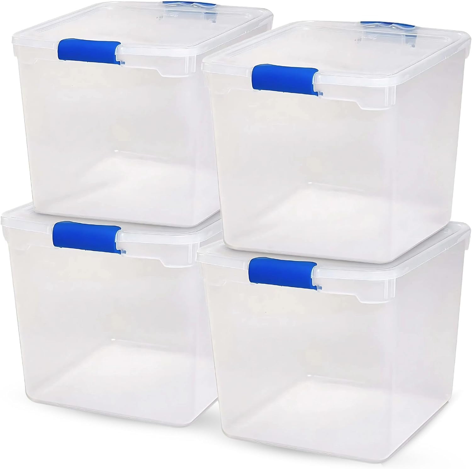 4-Pack Latching Lid, Large Clear Plastic Storage Bins with Lids, 31 ...