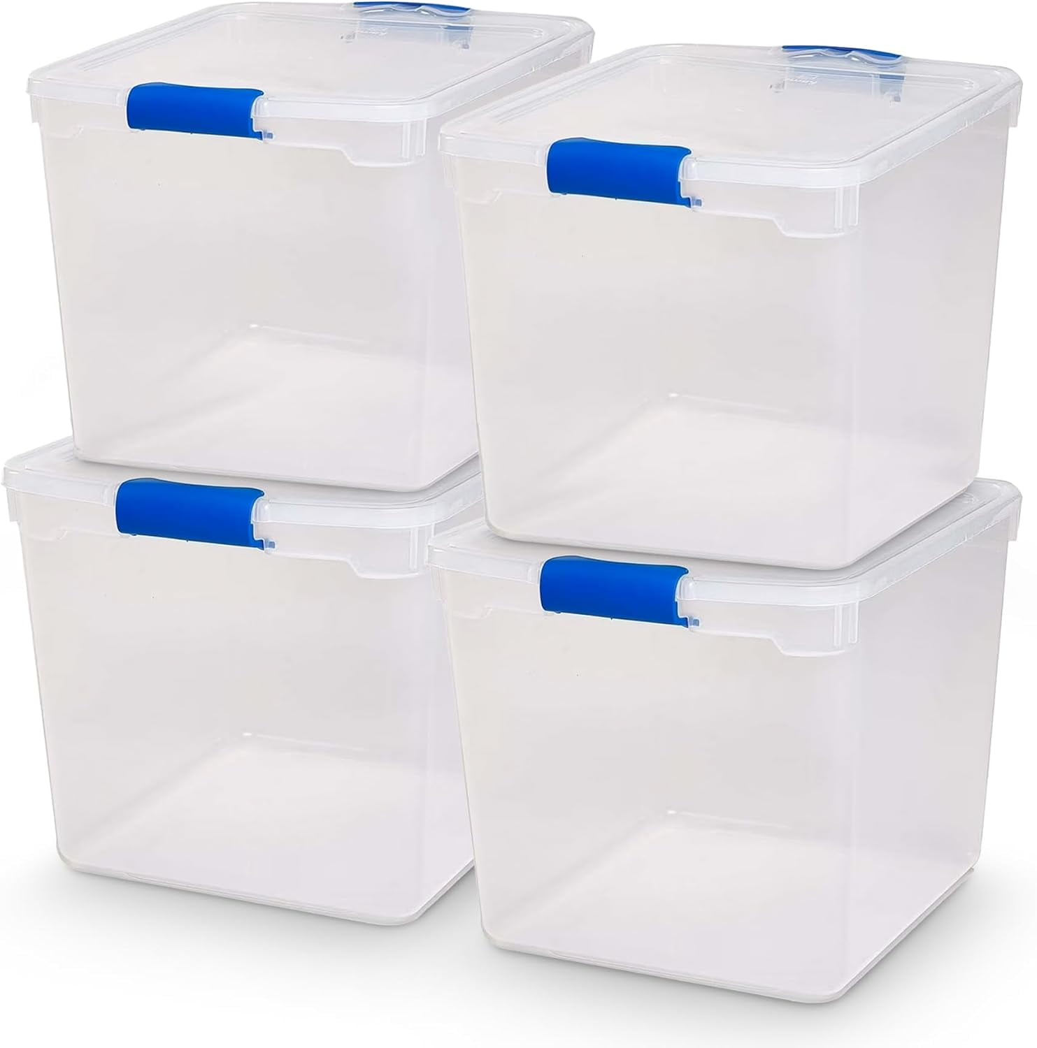 4-Pack Latching Lid, Large Clear Plastic Storage Bins with Lids, 31 ...