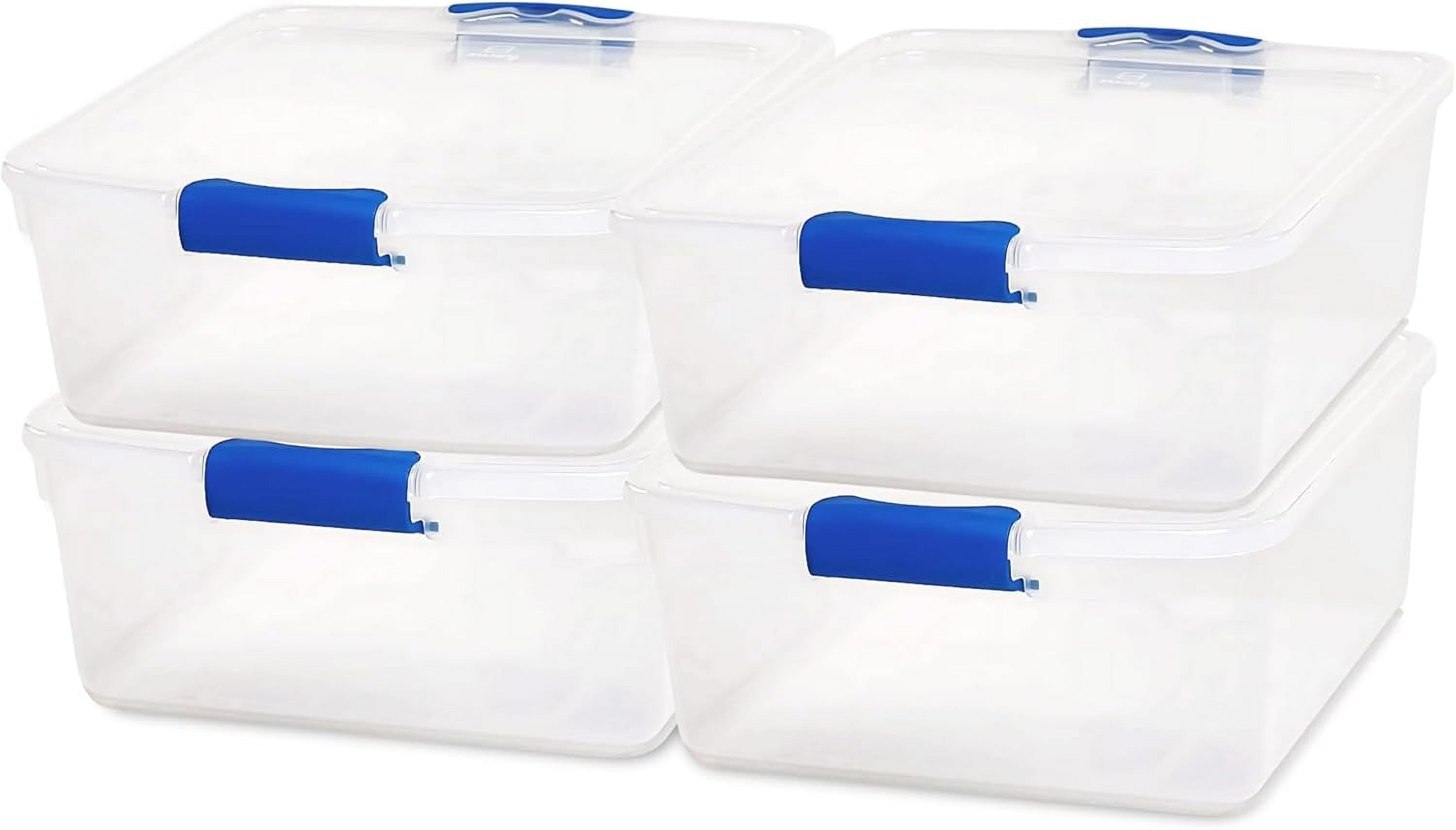 4-Pack Latching Lid, Small Clear Plastic Storage Bins w/ Lids, 15.5 ...