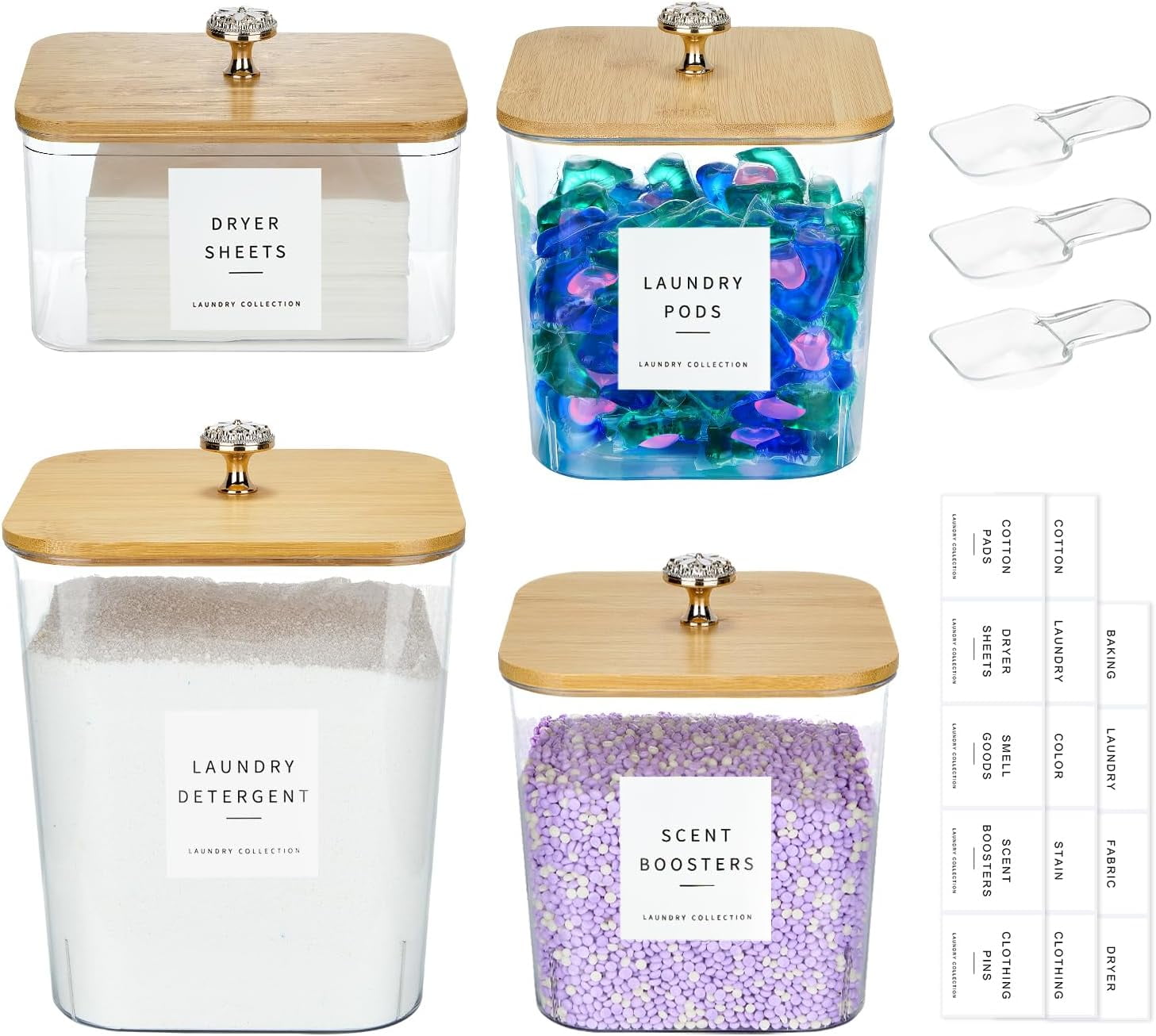 4 Pack Laundry Pod Containers and Dryer Sheet Holder for Laundry Room ...