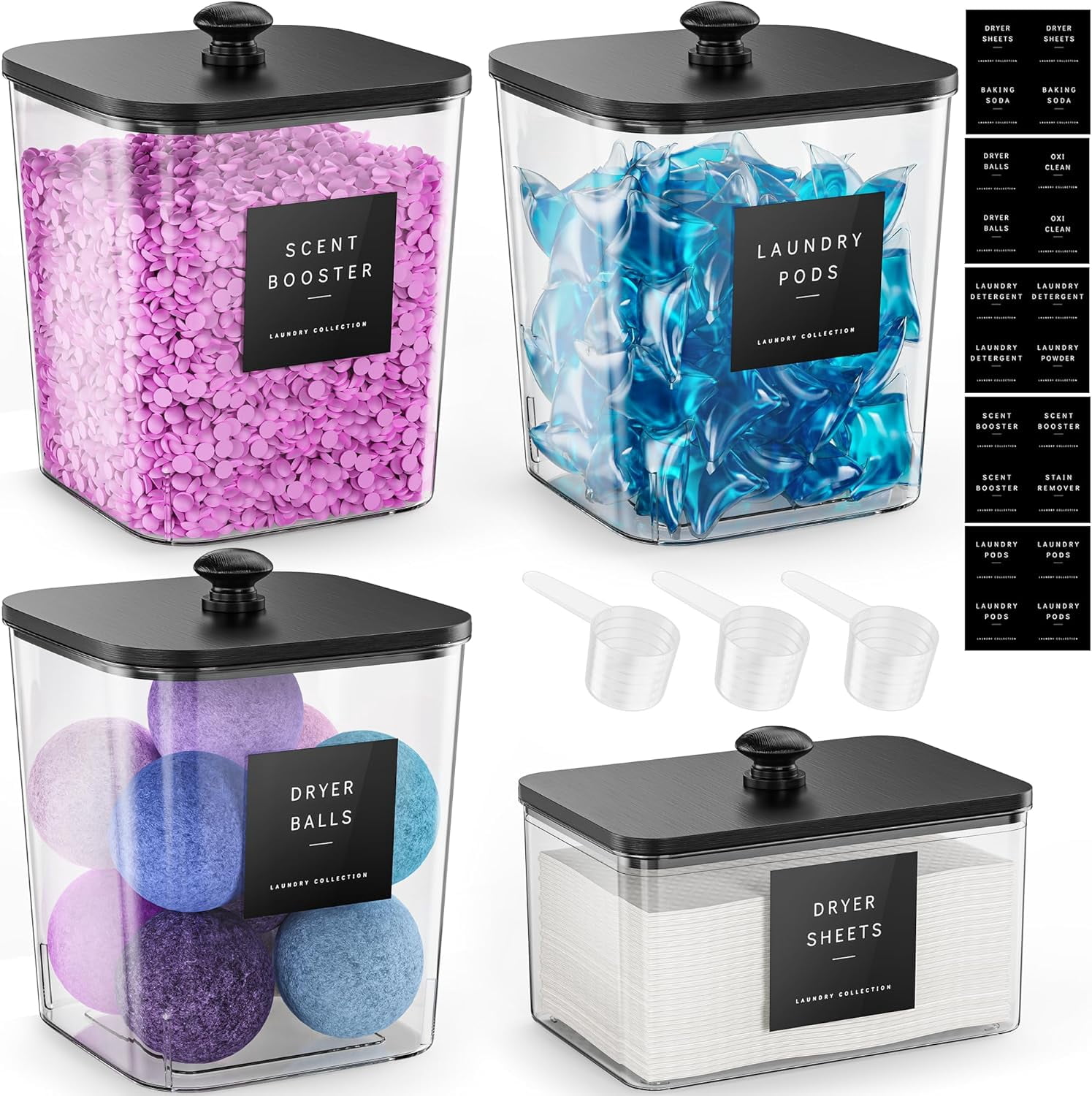 4 Pack Laundry Pods Container, Clear Laundry Room Organization ...