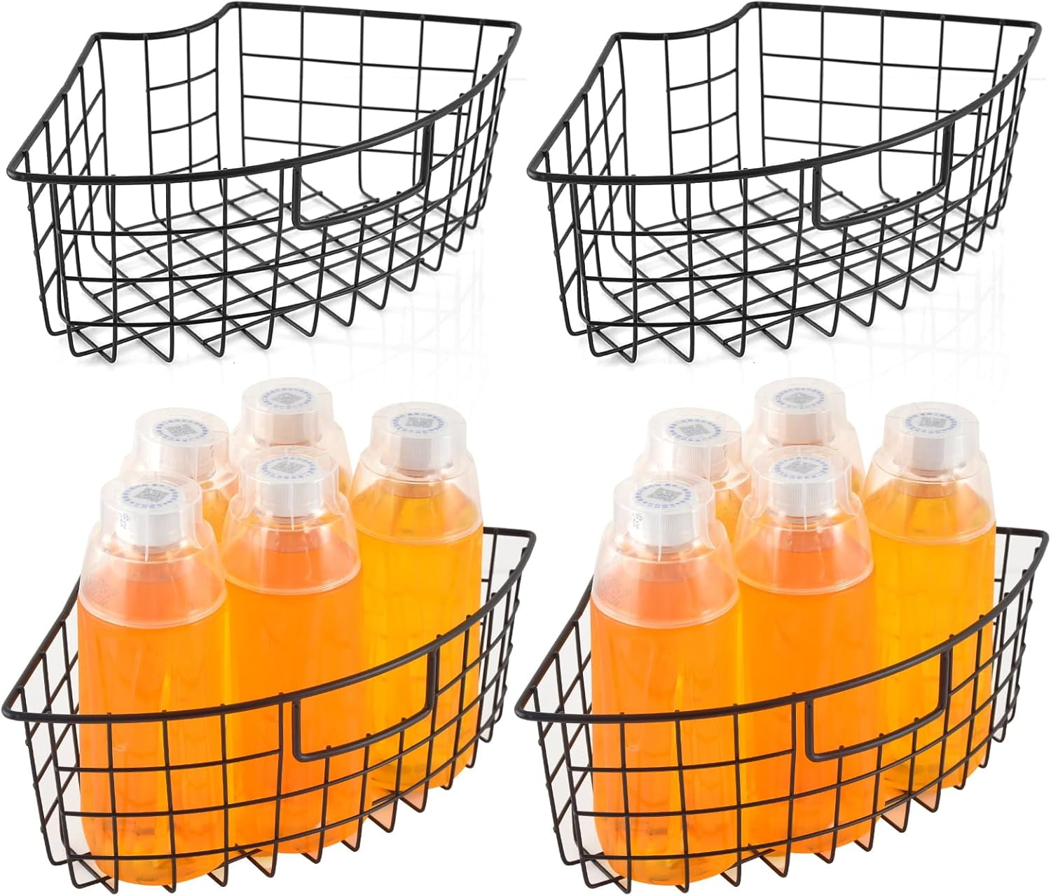 4 Pack Lazy Susan Basket Lazy Susan Organizer Bins for 18"/20" Diameter Turntable 1/4 Wedge ...