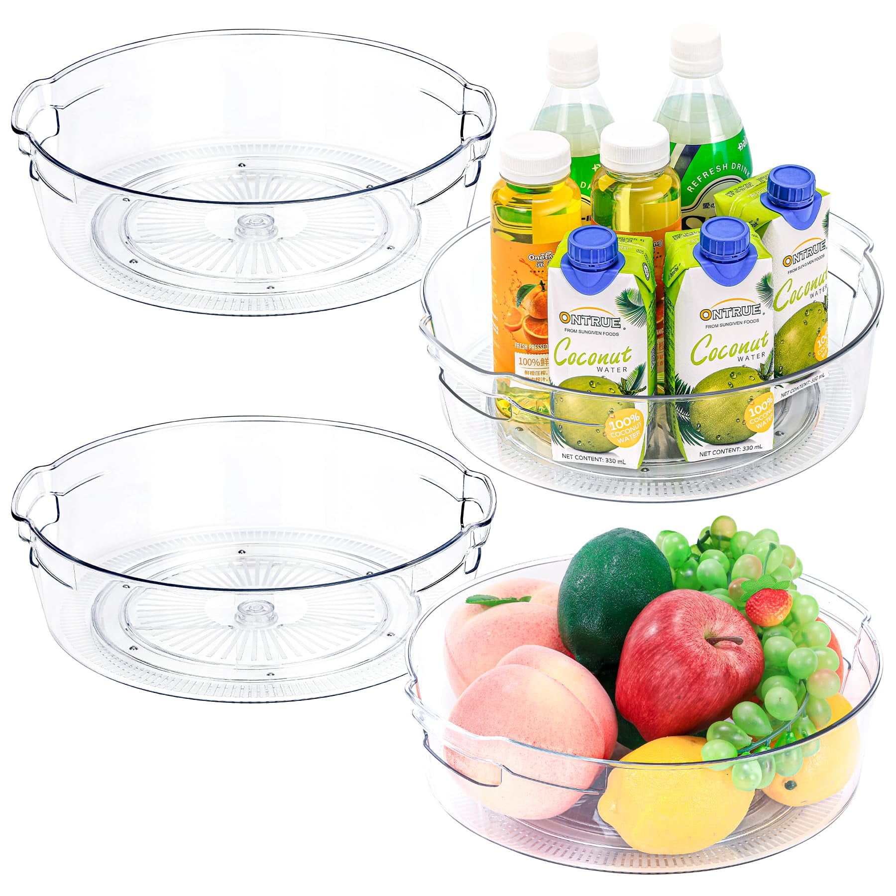 4 Pack Lazy Susan Organizer, 11.5 Inch Clear Lazy Susan Turntable with ...
