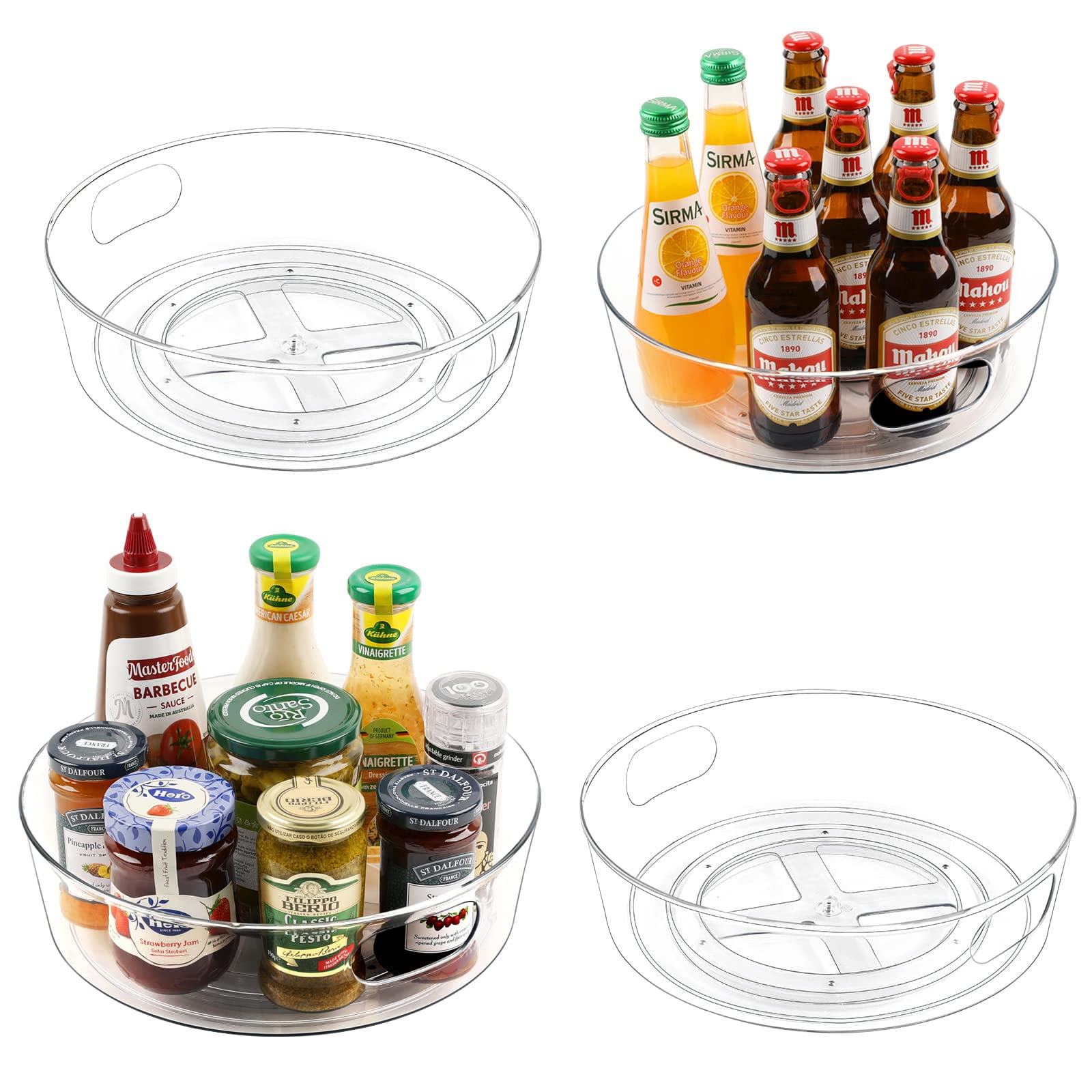 4 Pack Lazy Susan Organizer for Cabinet, Upgraded Clear Lazy Susan ...