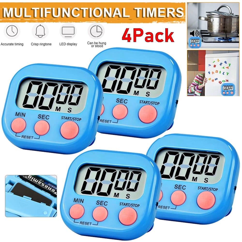 4 Pack Lcd Digital Kitchen Cooking Timer Count-Down Up Clock Loud Alarm ...