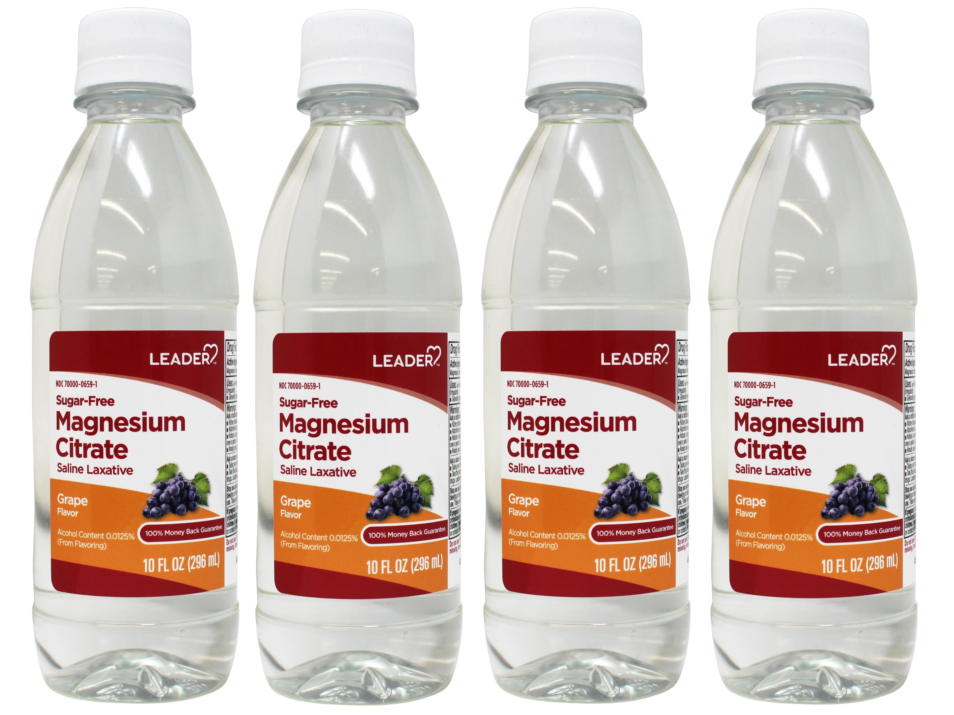 4 Pack - Leader Magnesium Citrate Saline Laxative, Sugar-Free, Grape ...