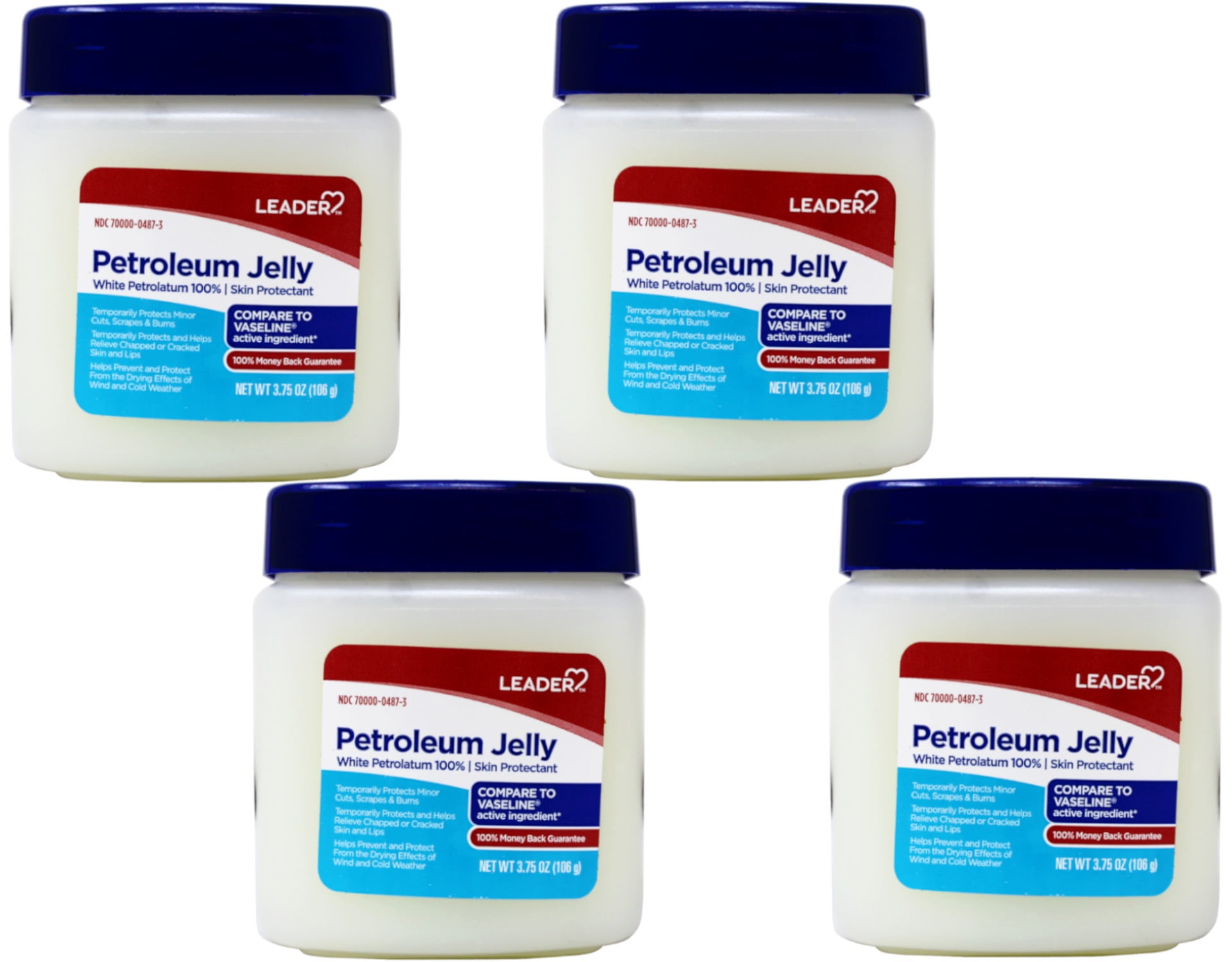 4 Pack - Leader Petroleum Jelly Skin Protectant 3.75 Oz Jar - Walmart.com