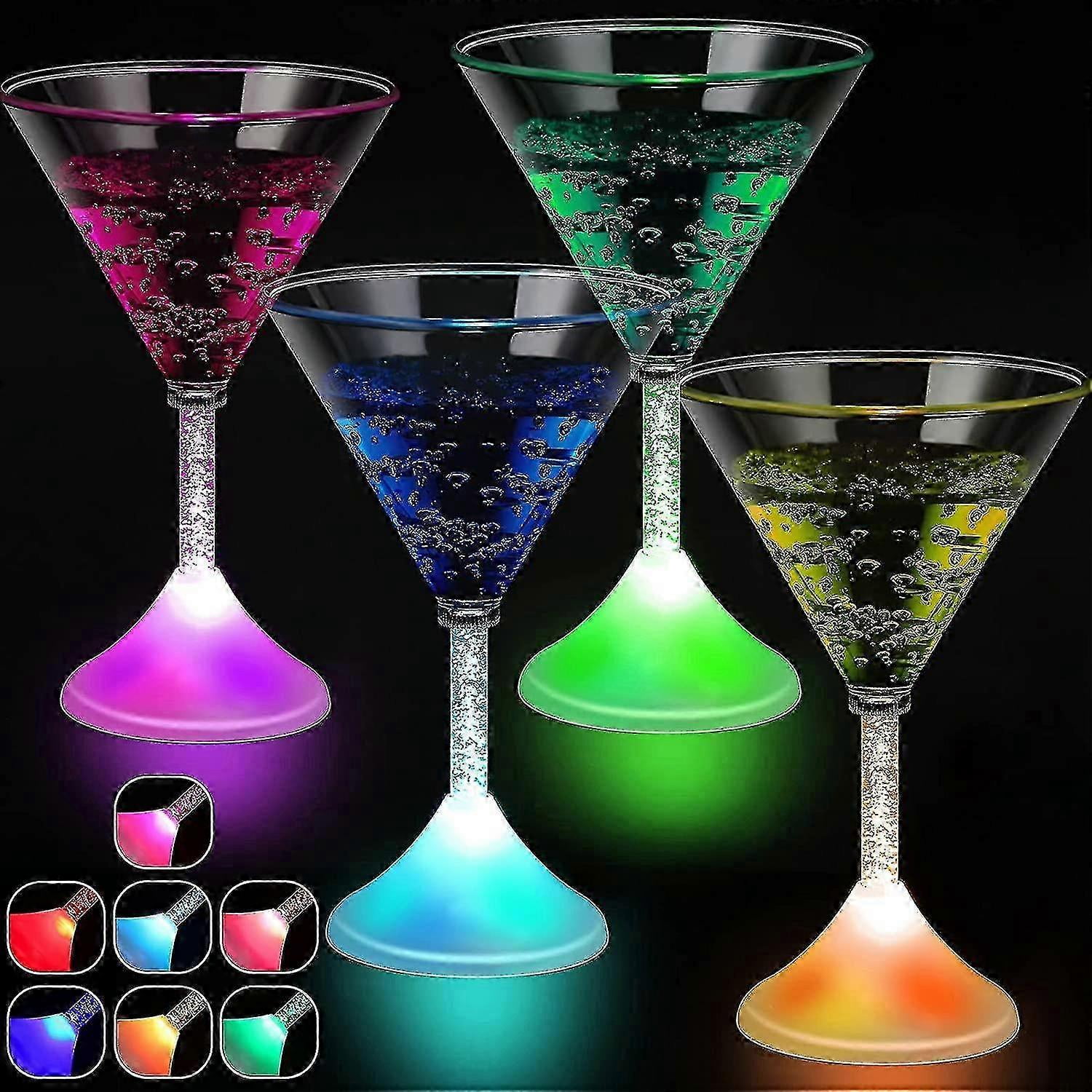 4 Pack Led Plastic Cocktail Glasses Light Up Glasses Cocktail Glass ...