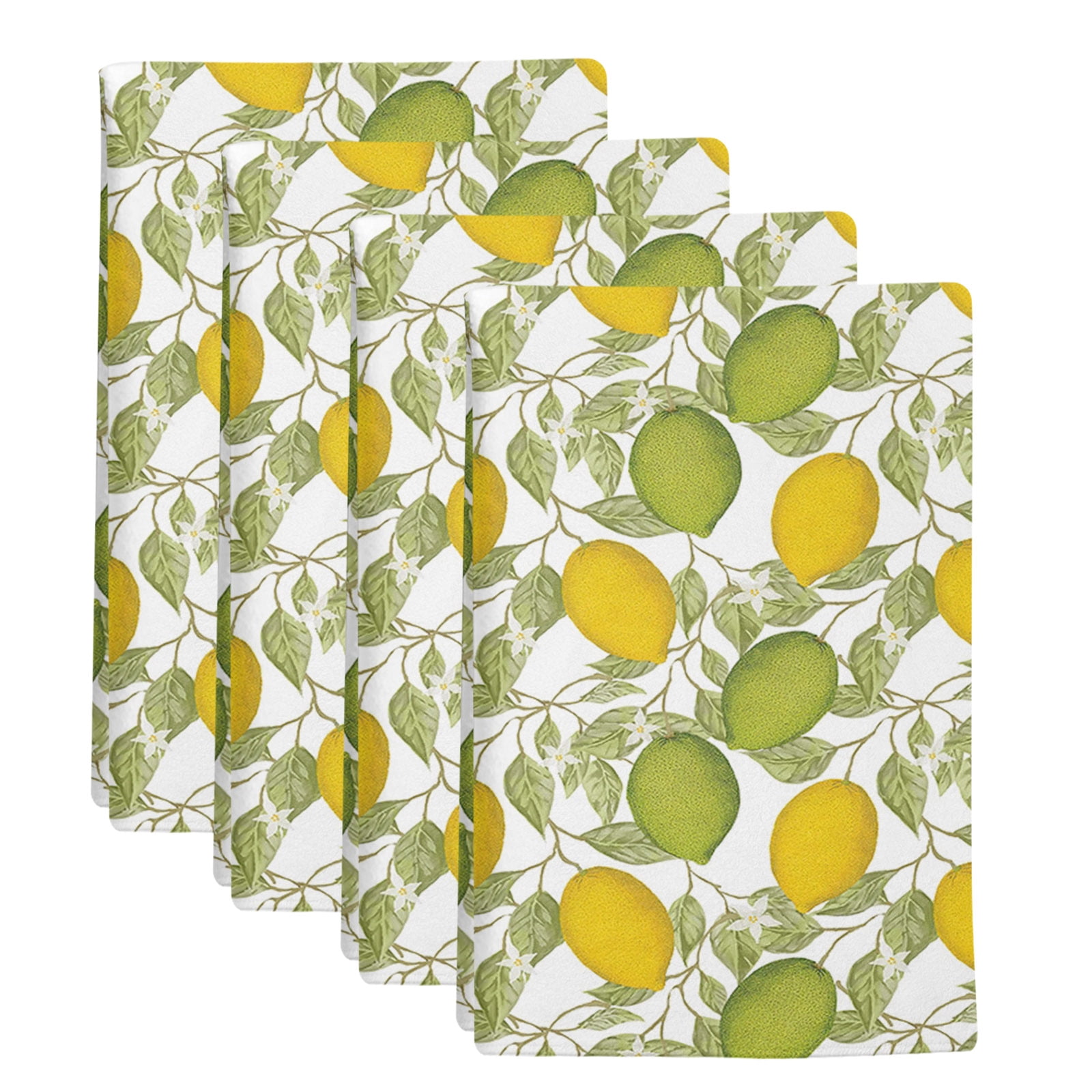 4 Pack Lemon Summer Kitchen Towels Plant Leaves Decorative Dish Towel ...