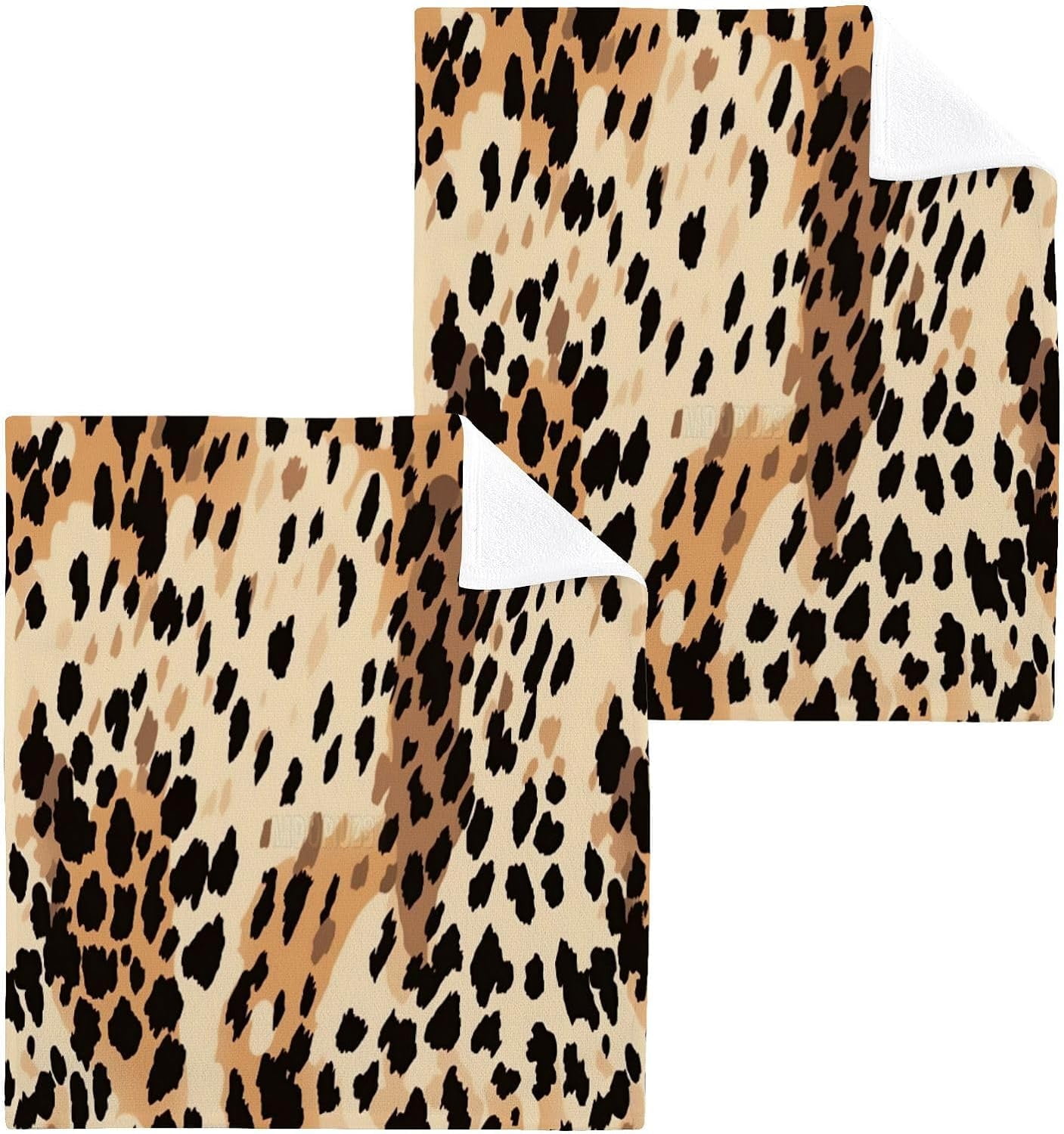 4 Pack Leopard Print Pure Cotton Washcloths 12 x 12 Inch Reusable ...