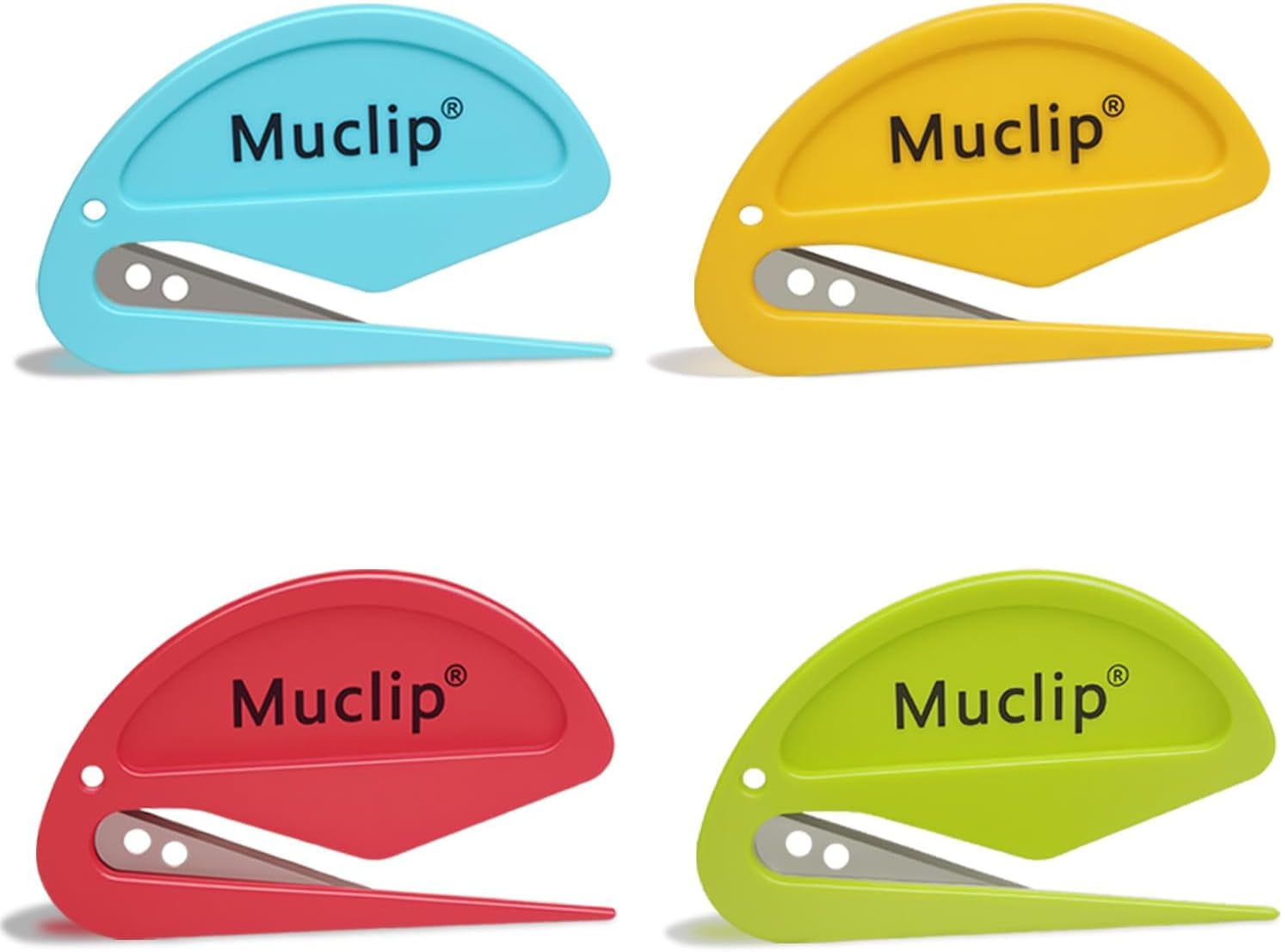 4 Pack Letter Opener Envelope Slitter - Ergonomic ABS Grip, Hidden ...