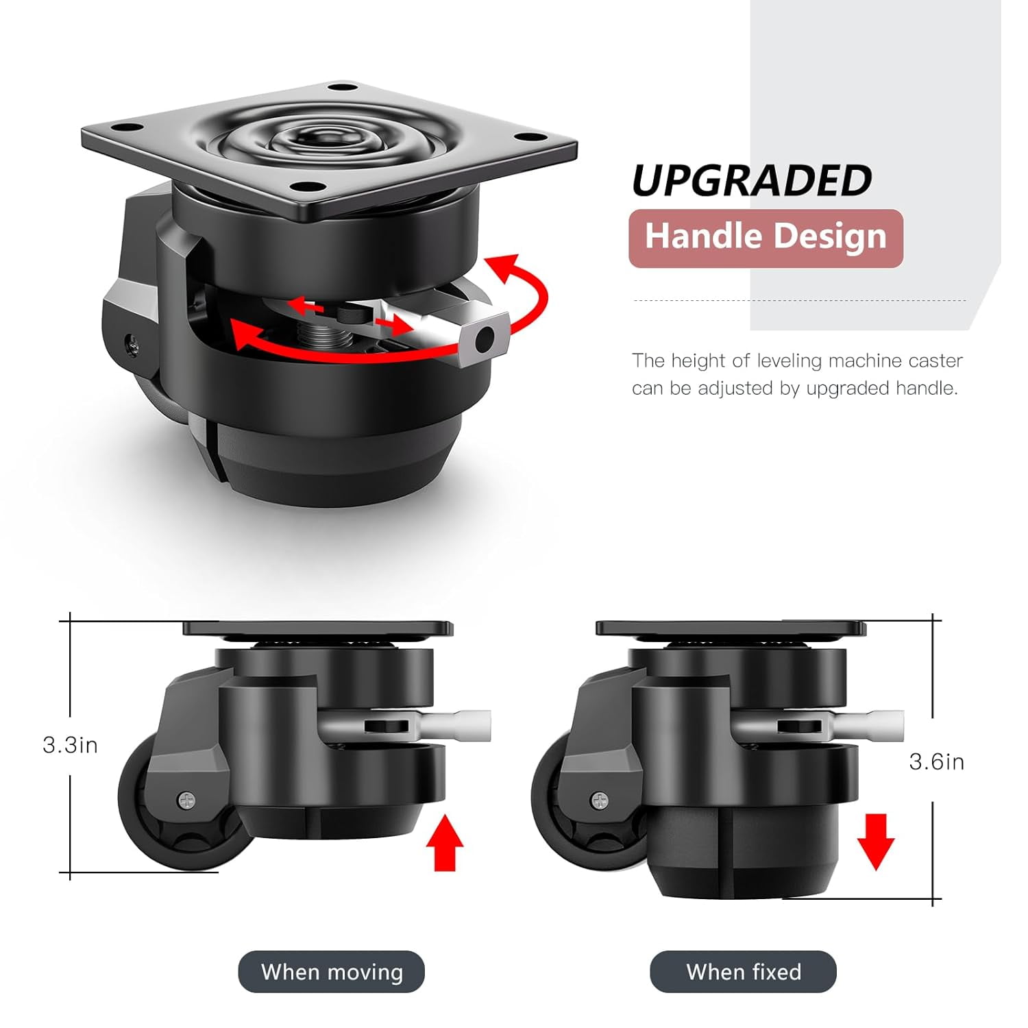 4 Pack Leveling Casters, Adjustable Heavy Duty Industrial Caster Wheels ...